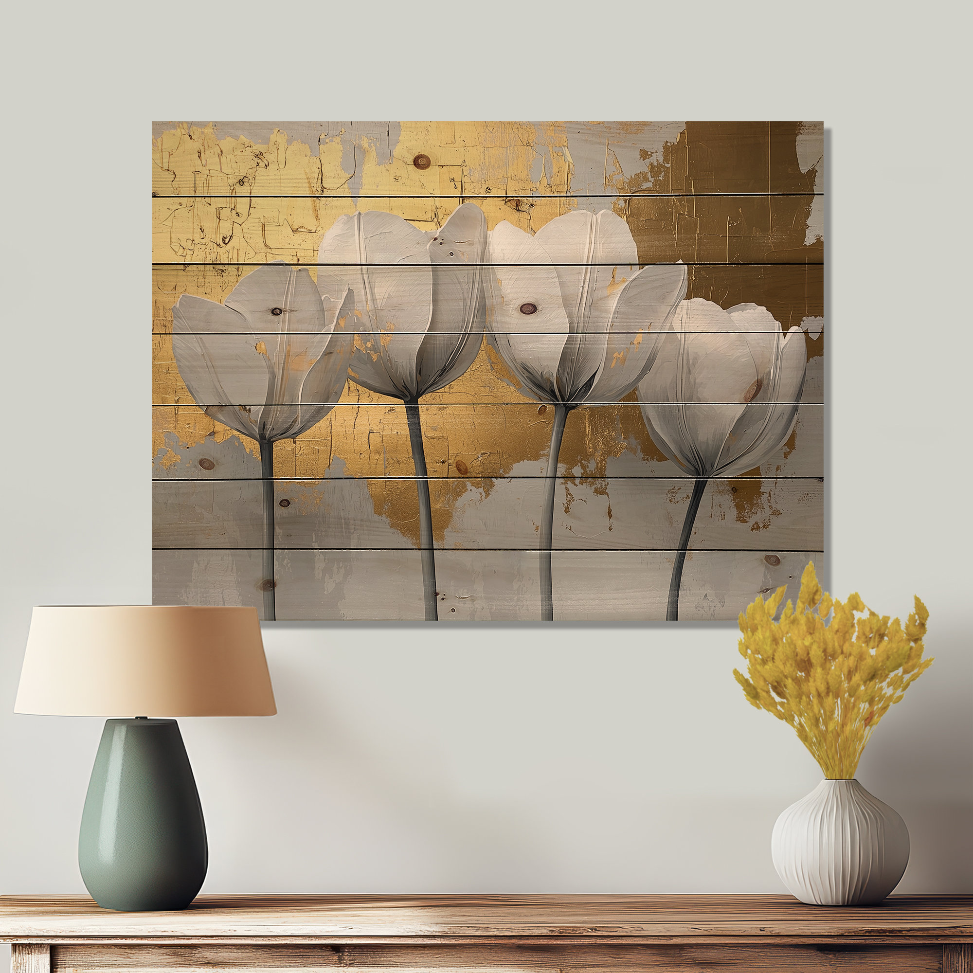 Latitude Run® Tulips Pure Form Of Blossoms II - Tulips Wood Wall Art ...