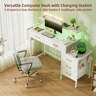 Ivy Bronx Computer Desk with LED&Power Outlet, Home Office Desk-Monitor ...