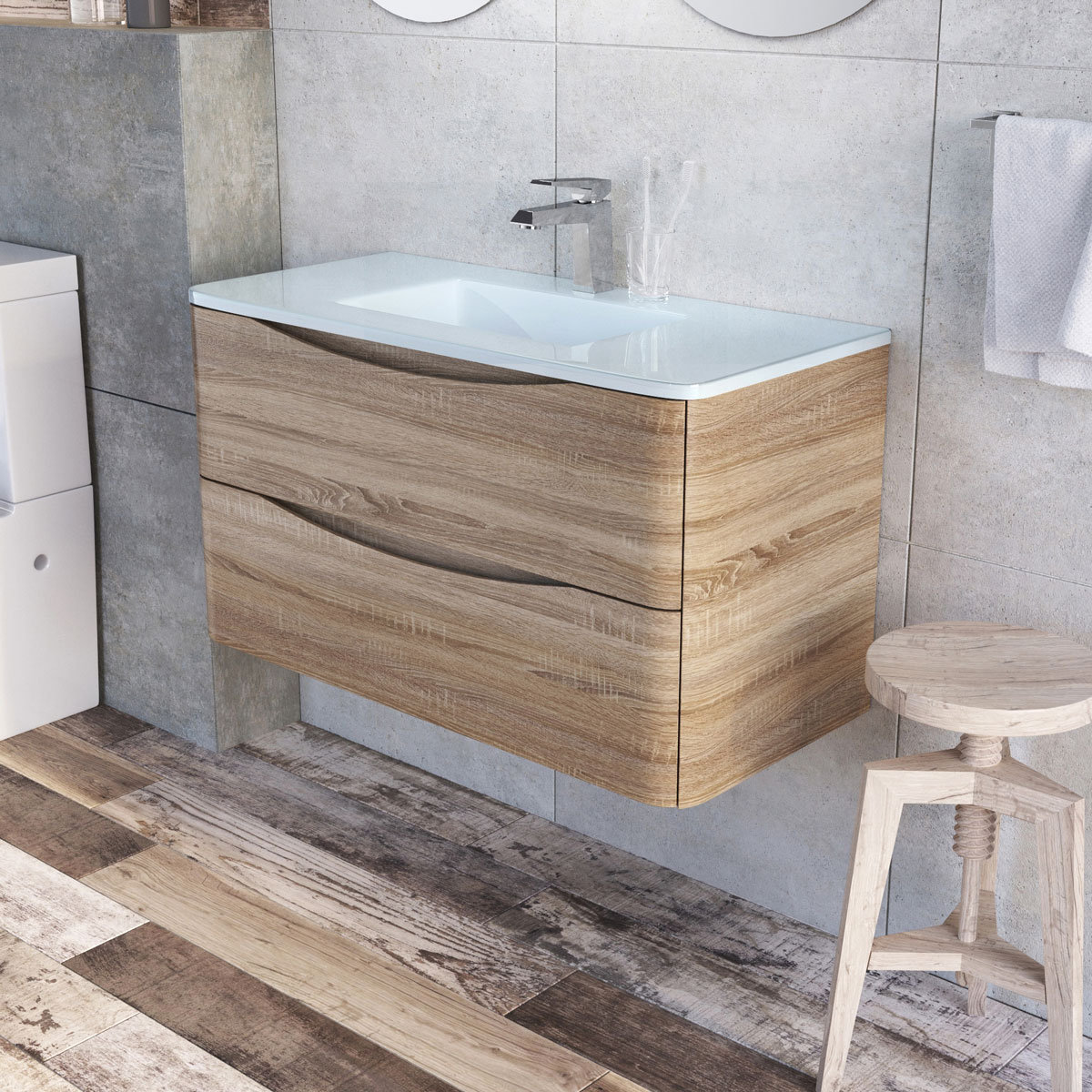 White Stone Stanhope 900mm Wall Mount Vanity Unit & Reviews | Wayfair.co.uk