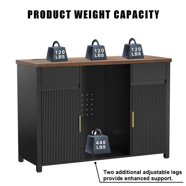 Winston Porter Large Coffee Bar Cabinet with Fridge Space, Mini Fridge ...