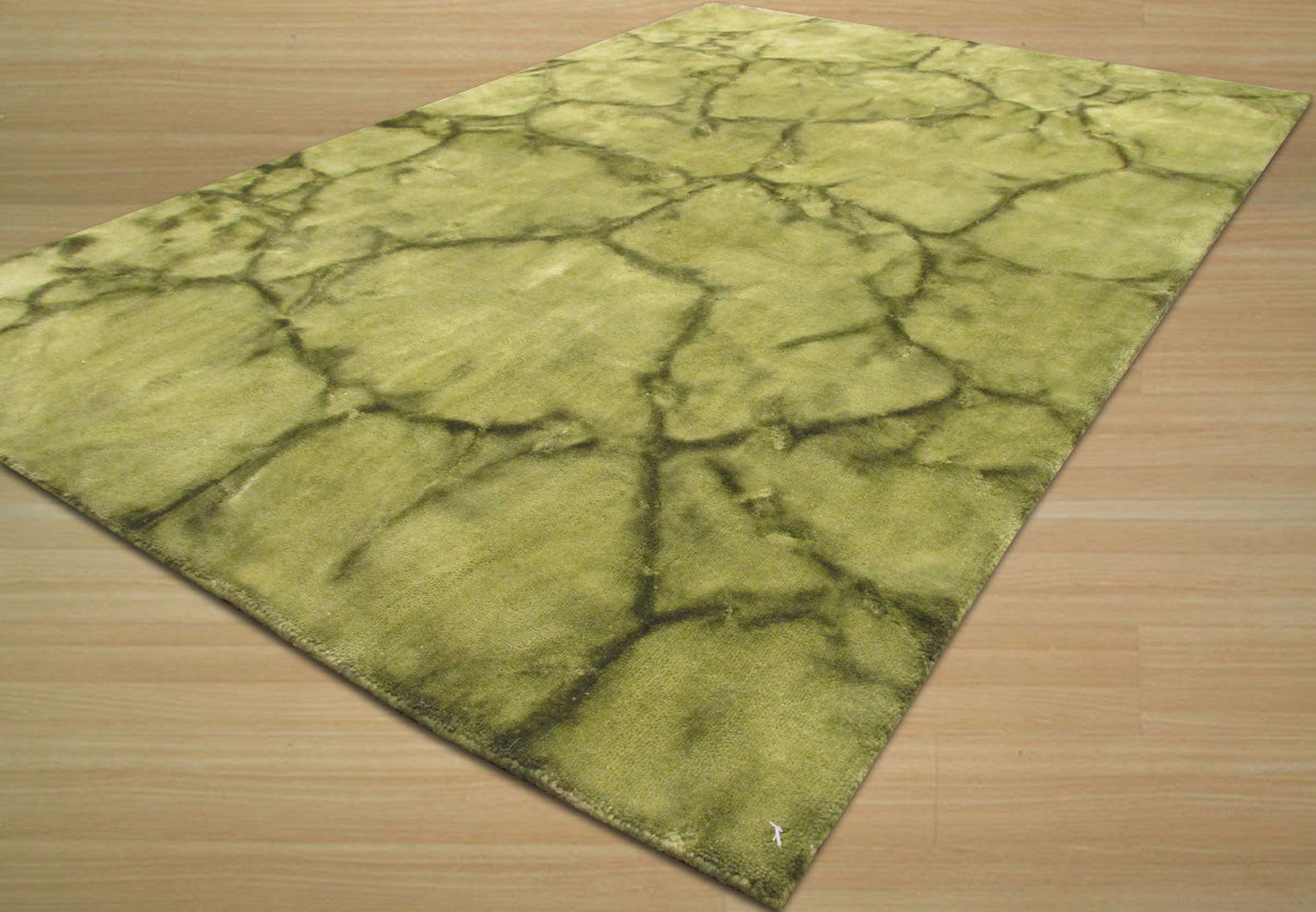 Meridian Rugmakers Sleek Cozy Green Hand Knotted Wool Rug | Wayfair