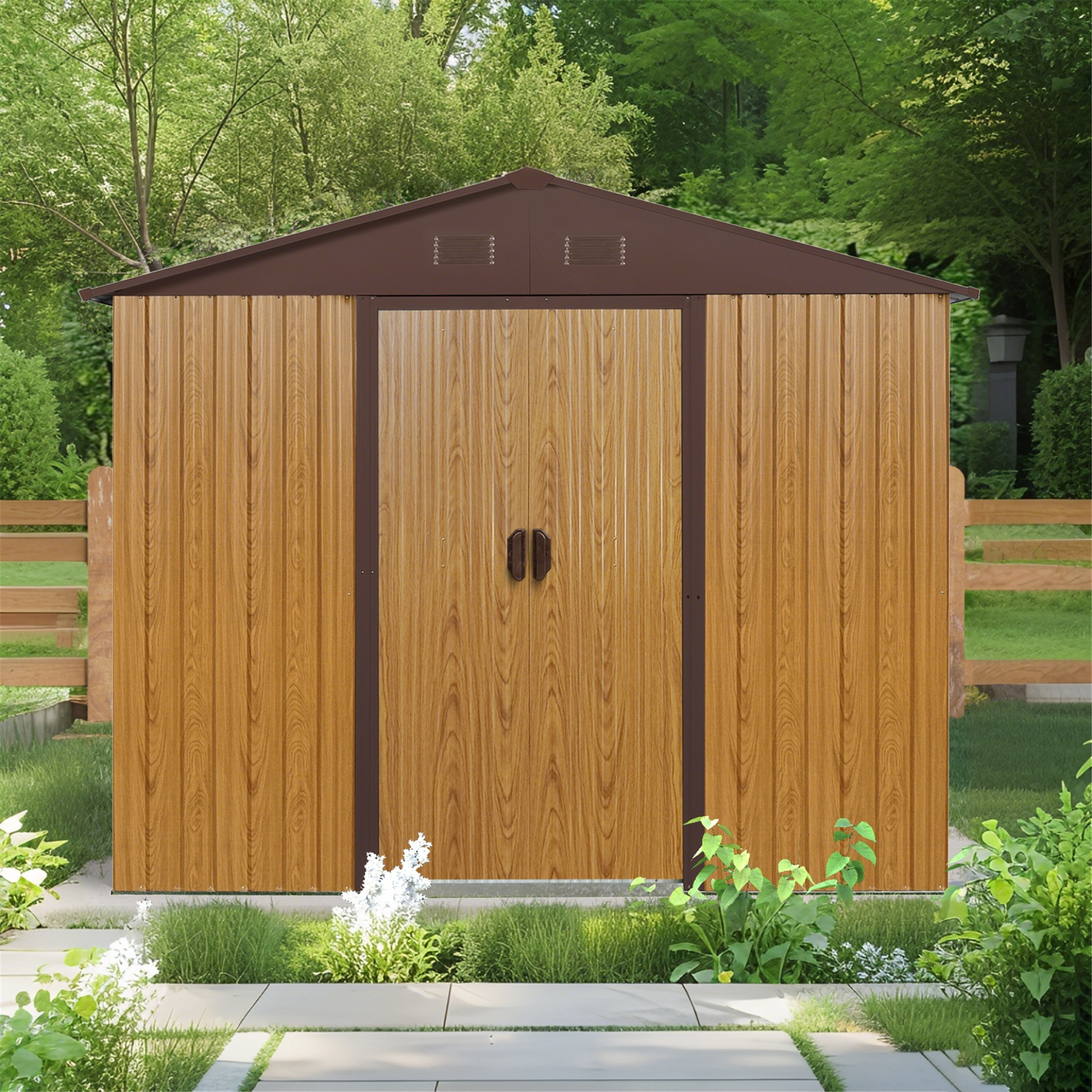 Modern Escapes Decor Outdoor 8ft×4ft Steel Frame Weather-Resist Storage ...