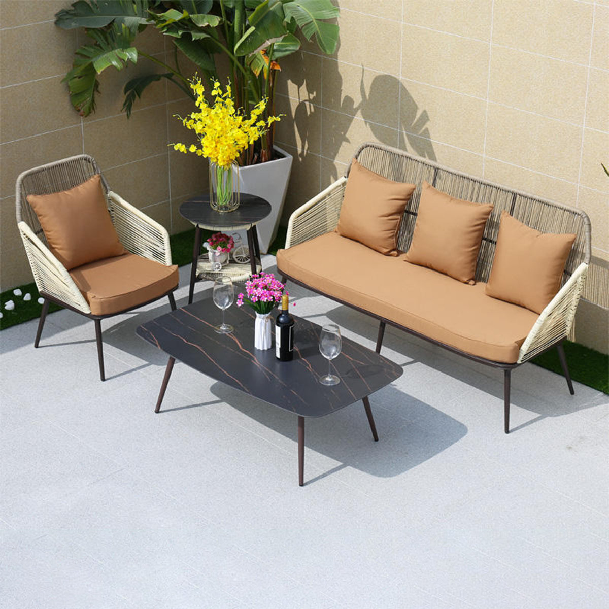 Corrigan Studio® Nesita Outdoor rattan woven sofa to relax lazy people ...