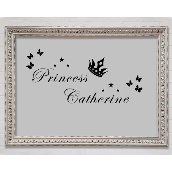 Happy Larry Girls Room Quote Your Own Name Princess 2 Grey Framed Print ...