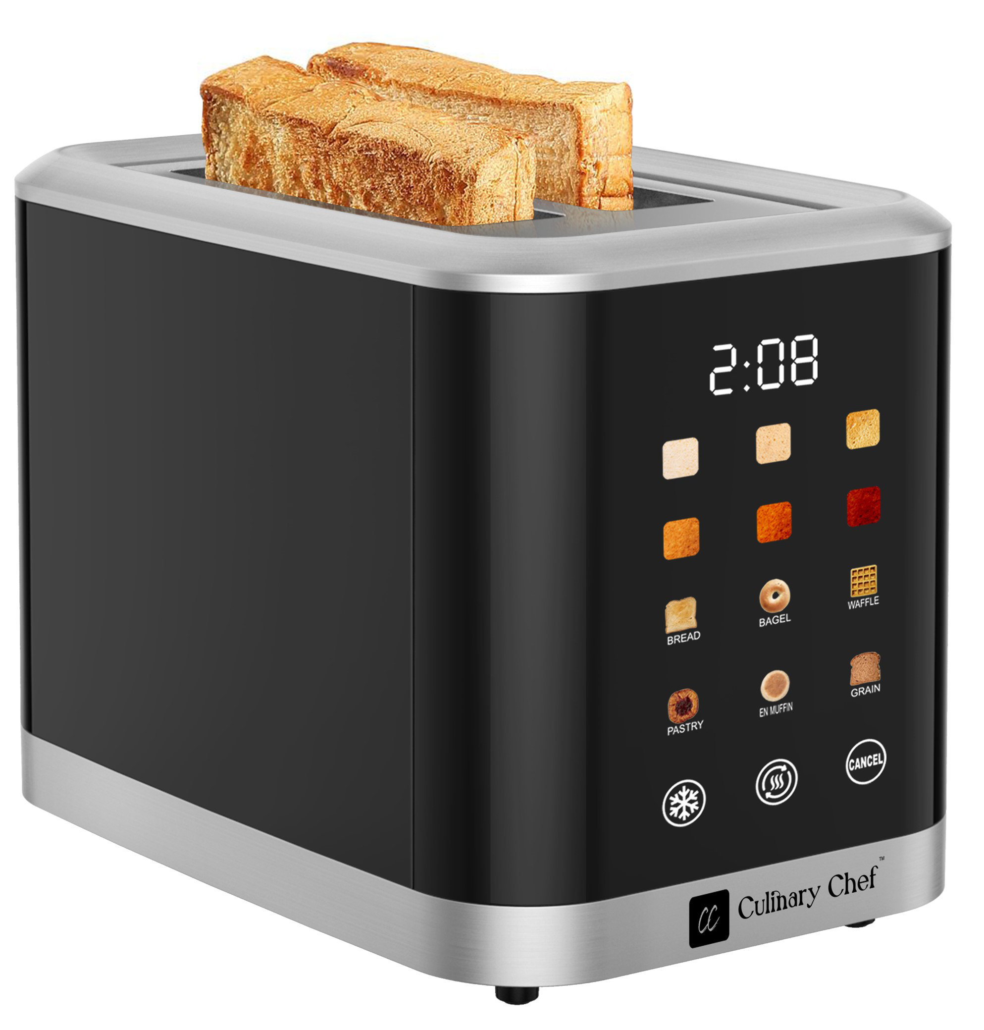 Culinary Chef, 2 Slice Toaster, LCD Touchscreen Control, Black ...
