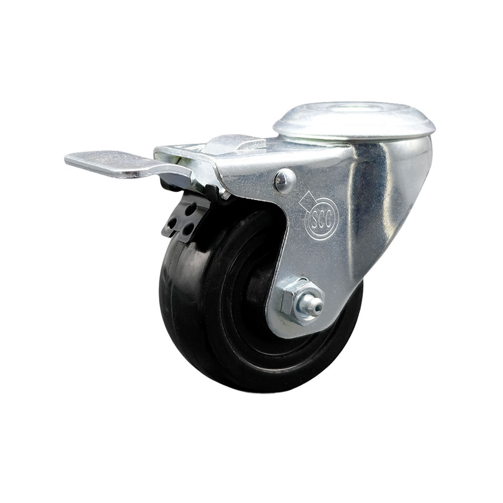 Service Caster 3 Inch Hard Rubber Wheel Bolt Hole Caster with Total ...