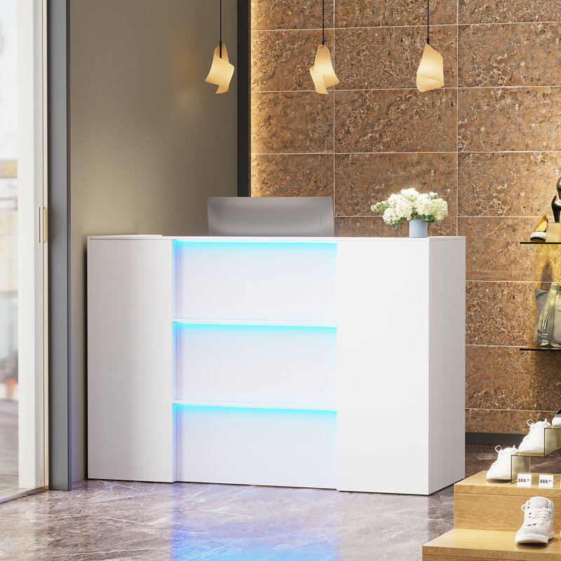 Wrought Studio™ Anelis Rectangle Manufactured Wood Reception Desk | Wayfair