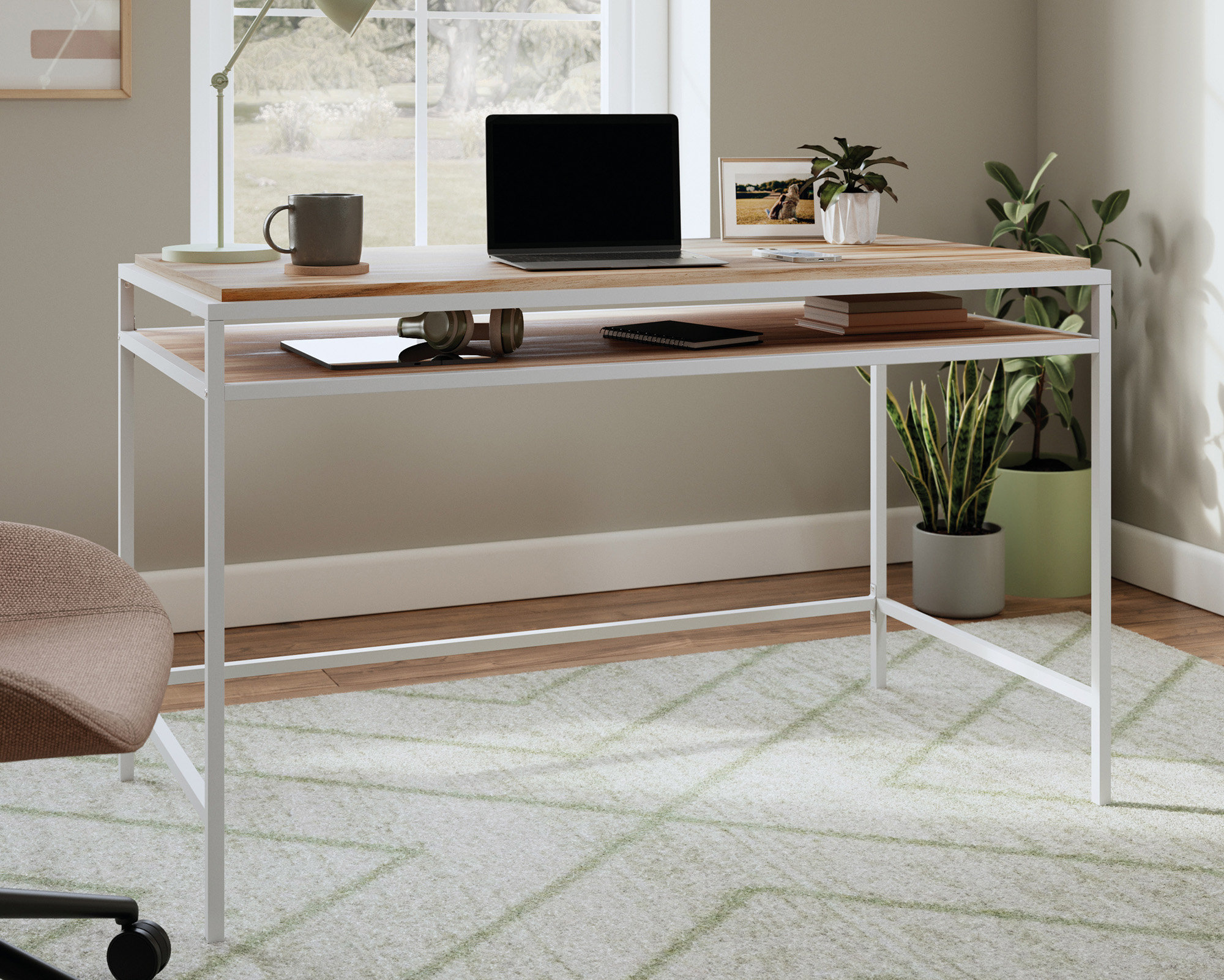Sauder Writing Desk with Shelf in Kiln Acacia | Wayfair