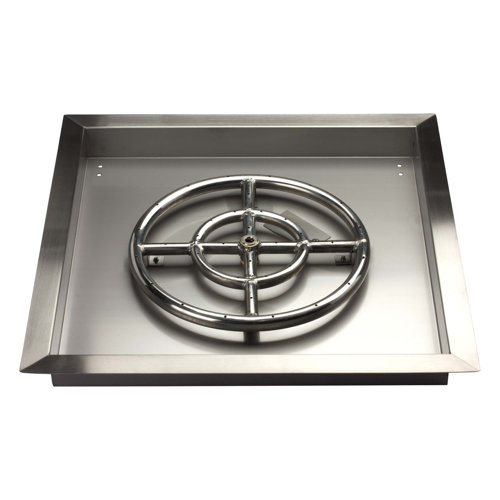 Celestial Fire Glass 18" X 18" Stainless Steel Drop-In Fire Pit Pan w ...