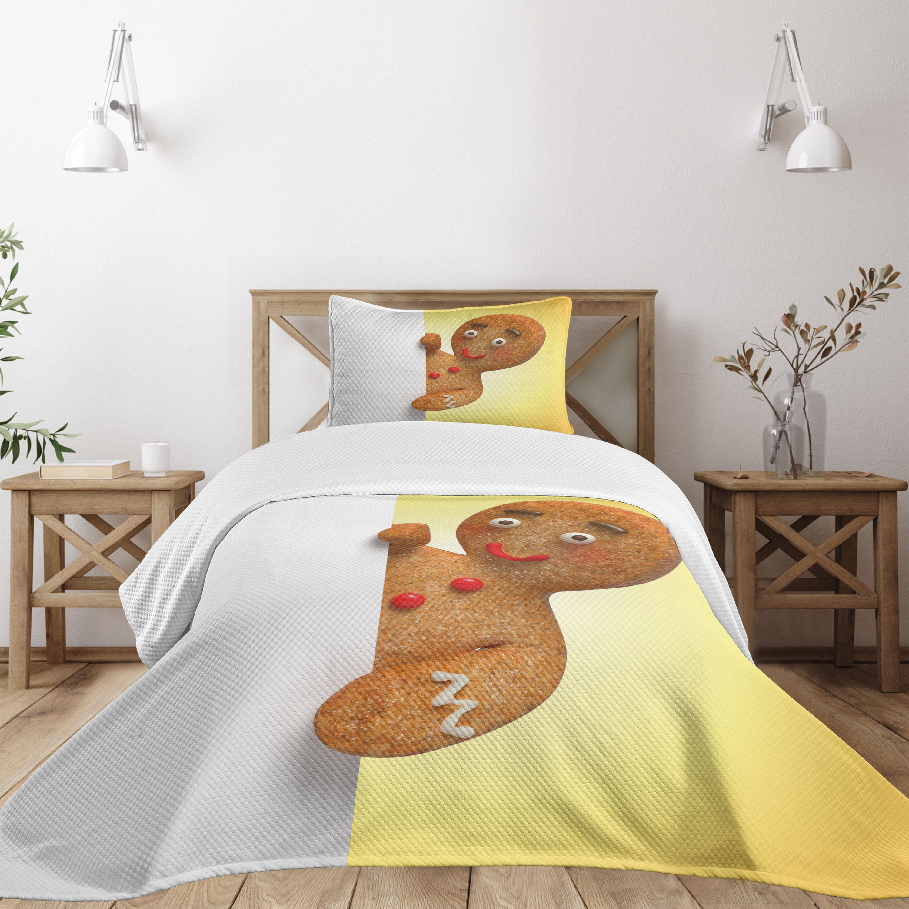 Ambesonne Gingerbread Man Bedspread Set Xmas Character Multicolor | Wayfair