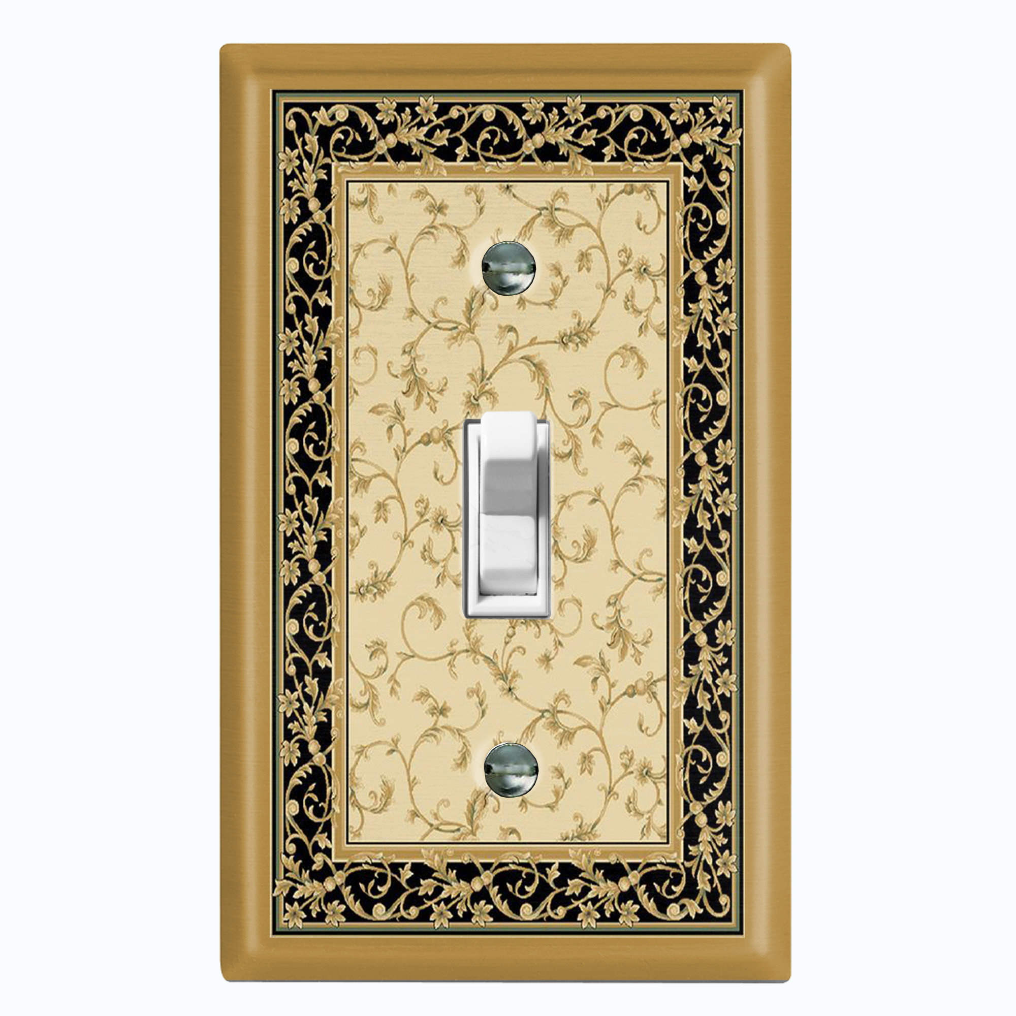 WorldAcc Elegant Flower Beige Black Frame Paint 1-Gang Toggle Light ...