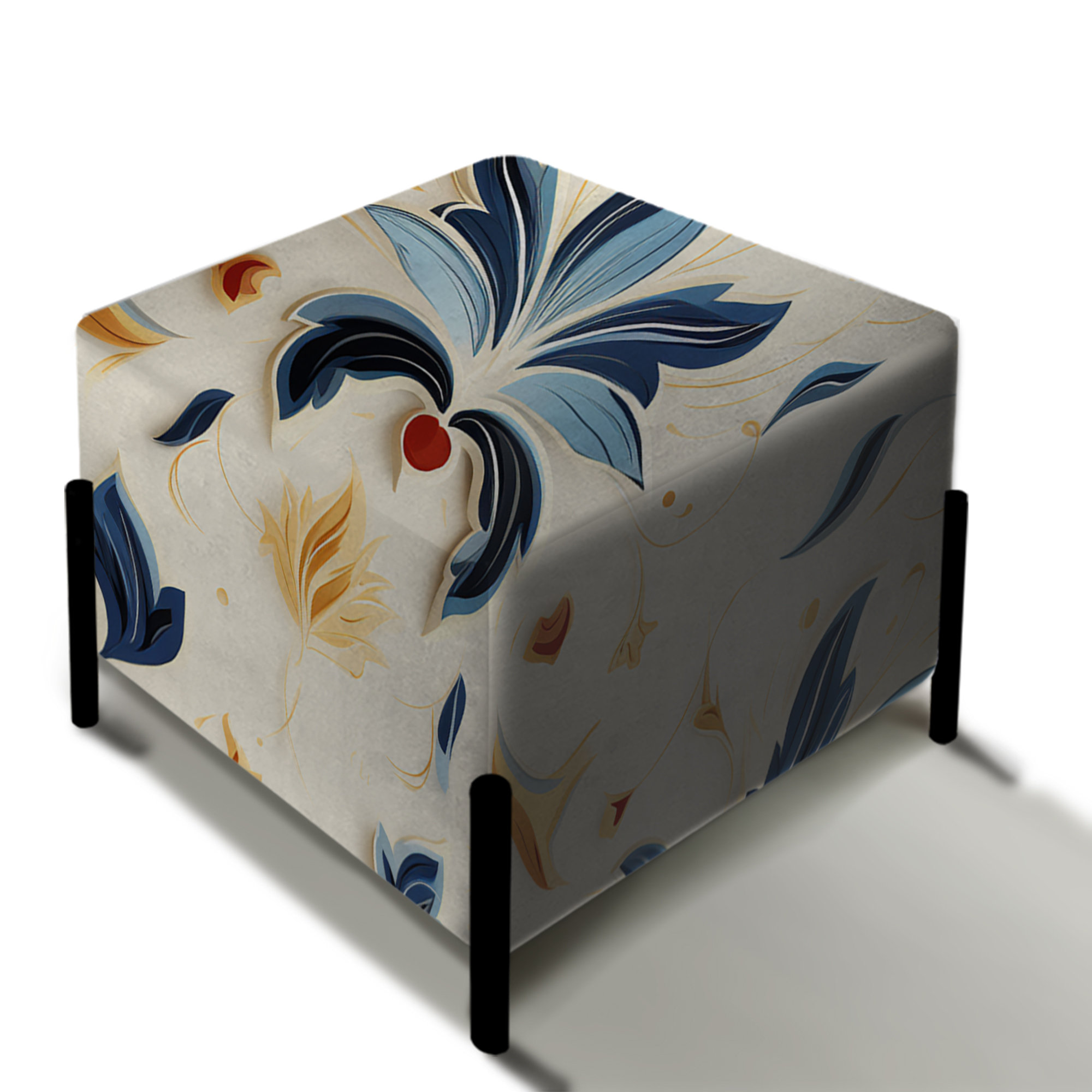 Design Art Symmetrical Ikat Balance Fusion - Ikat Square Ottoman | Wayfair