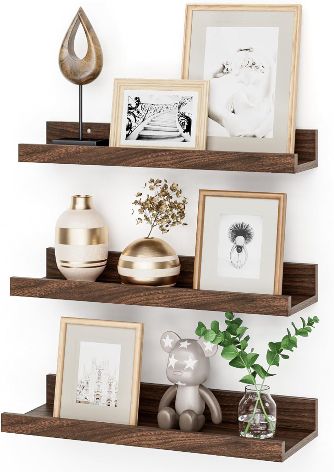 Latitude Run® Floating Picture Ledge Shelf Set Of 3 With Lip For Wall ...