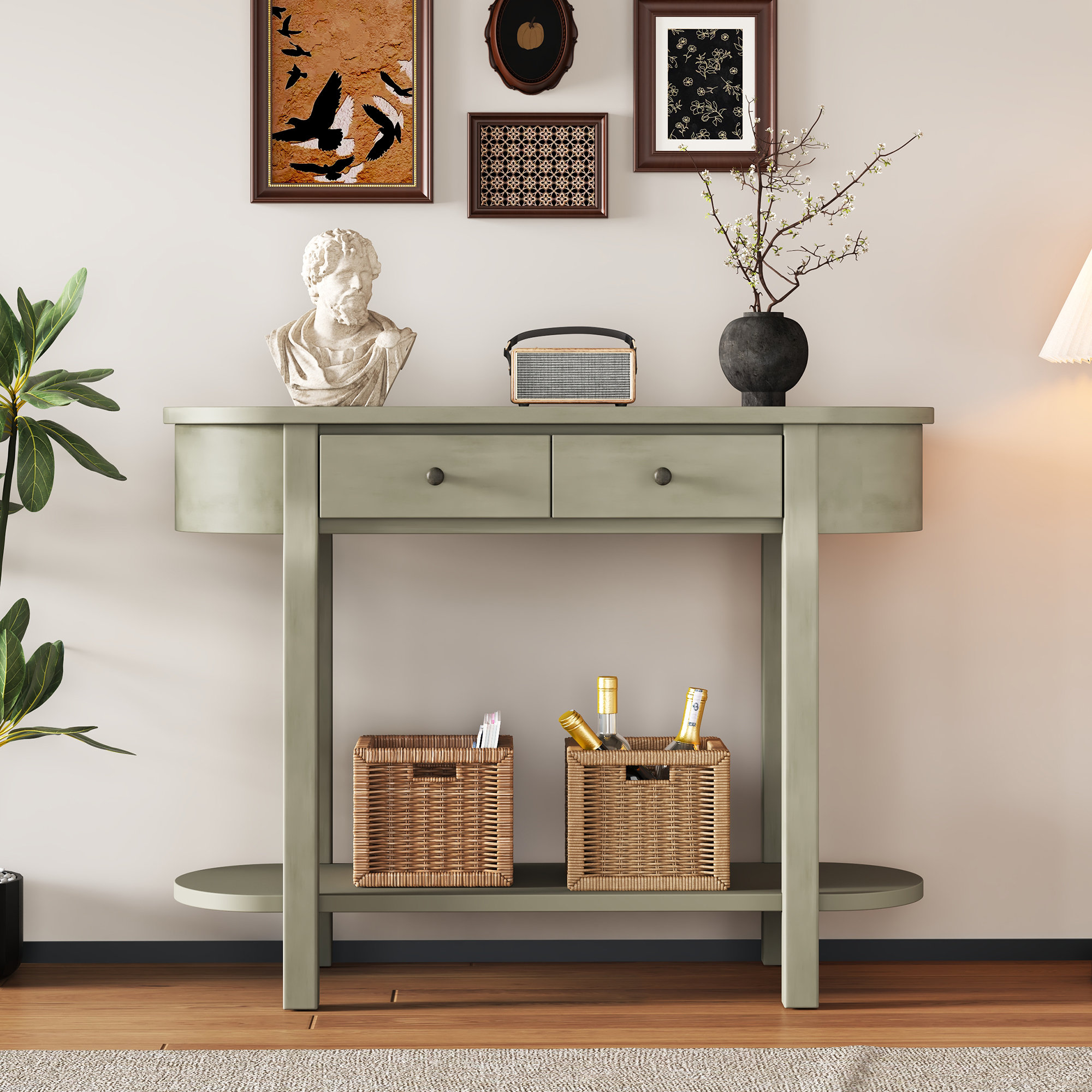 Lark Manor™ Elegant Retro Console Table With Curved Design And Smooth ...