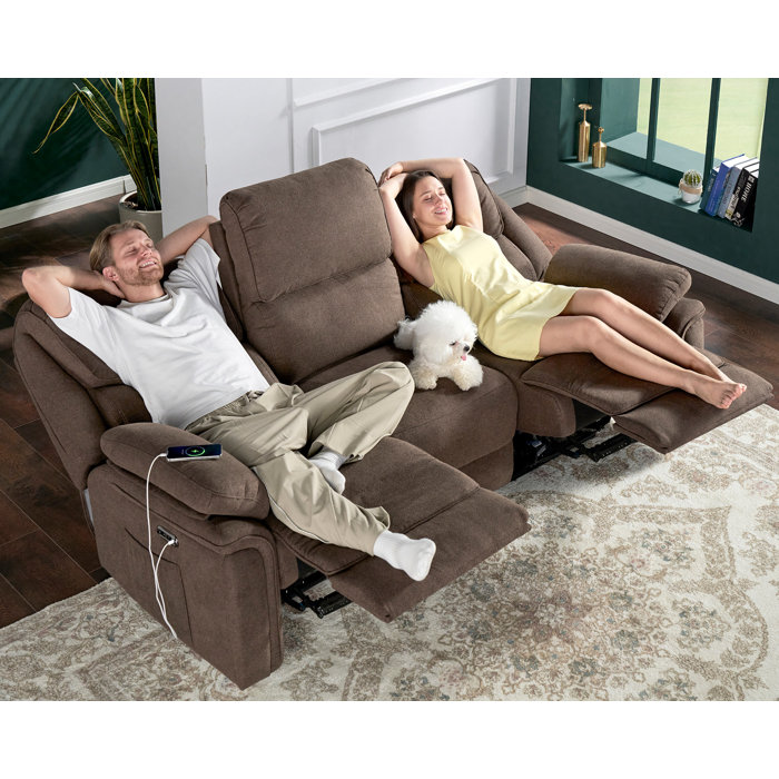 Latitude Run® Recliner Sofa, Power Reclining Sofa with Type-C & USB ...