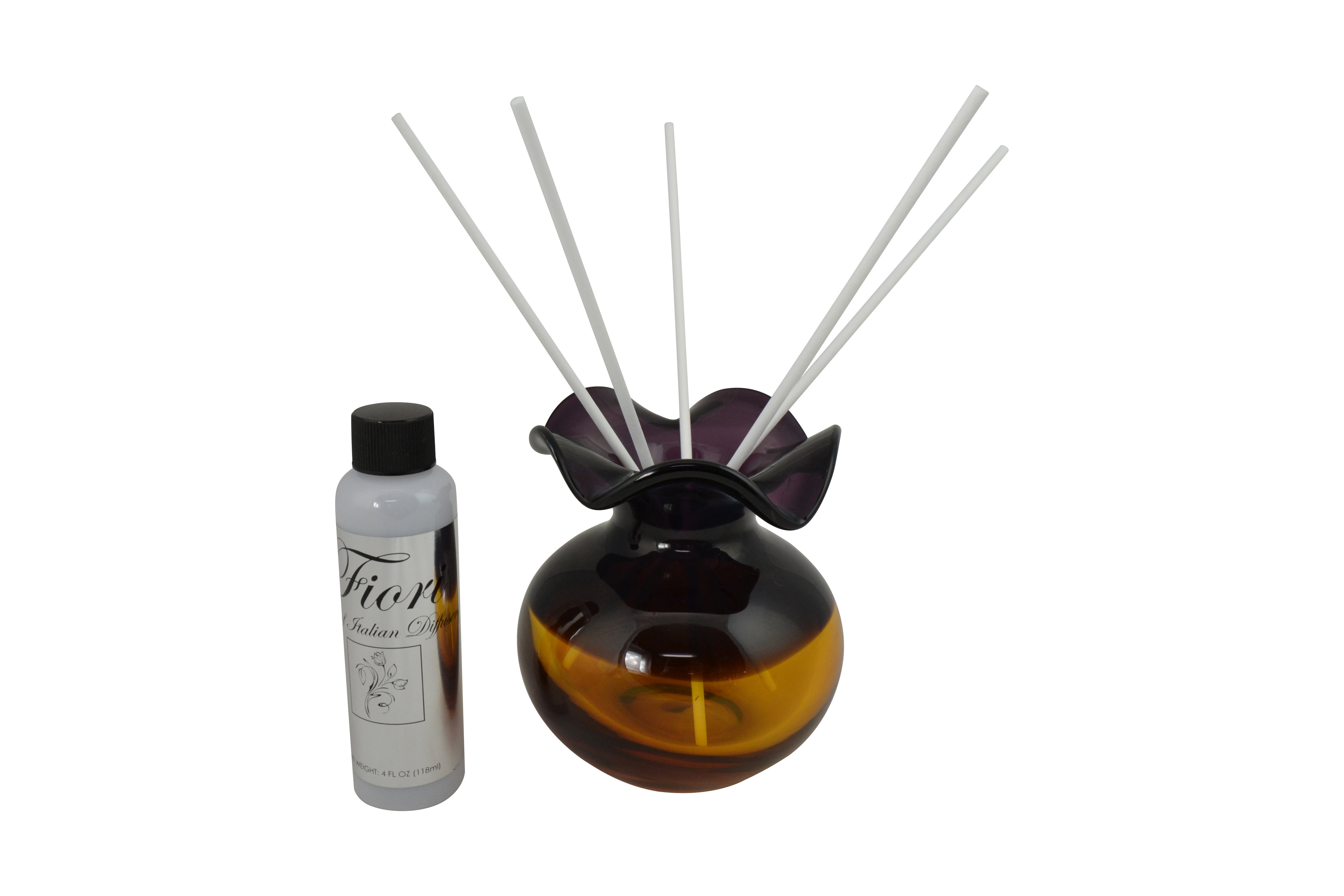 Three Star Im/Ex Inc. 5" Purple and Amber Glass Vase Aroma Diffuser ...