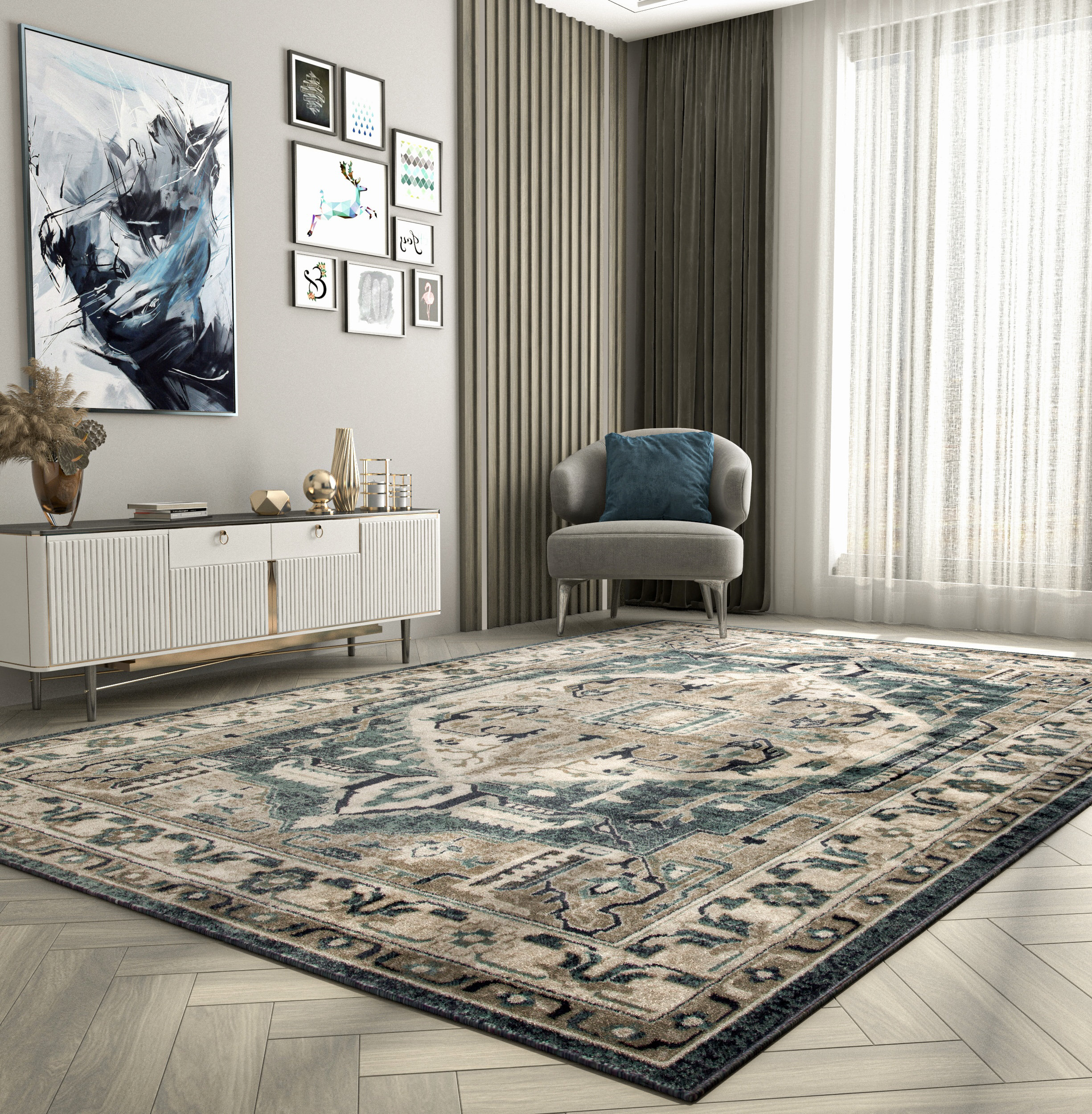 Bungalow Rose Nasheena Wool Indoor / Outdoor Area Rug in Navy - Wayfair ...