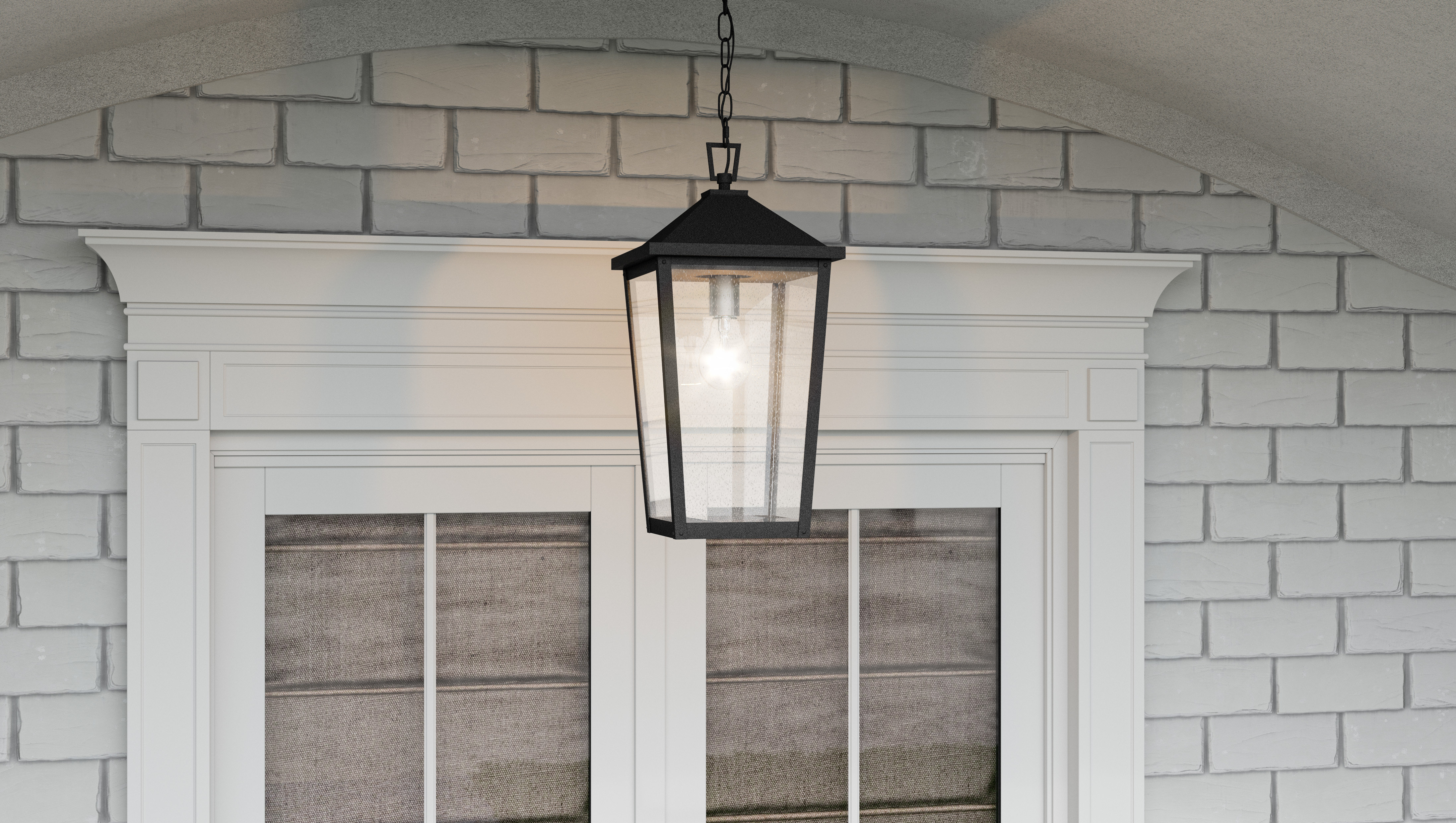 Lark Manor Lanterne suspendue d'extérieur noir tacheté H 18,75 po ...