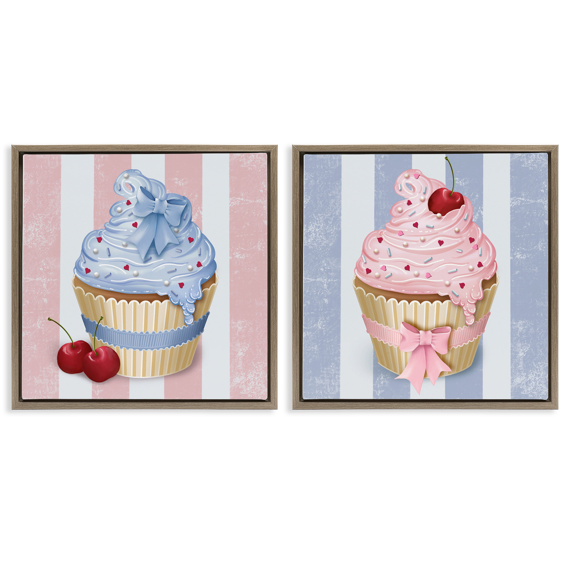Latitude Run® Pink Cupcakes 2pc Floating Frame Set, design by Lori ...