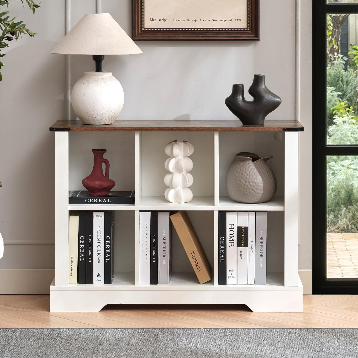 Winston Porter 6 Cube Bookcase with Led Lights, Mid-Century Modern ...