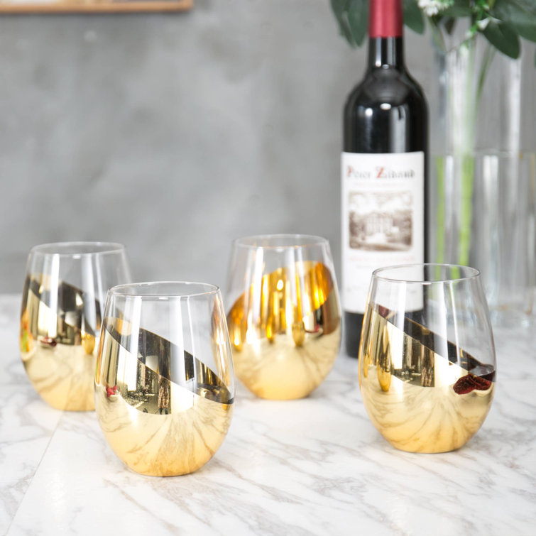 Mercer41 Saire 4 - Piece 18 oz. Stemless Wine Glass Glassware Set | Wayfair