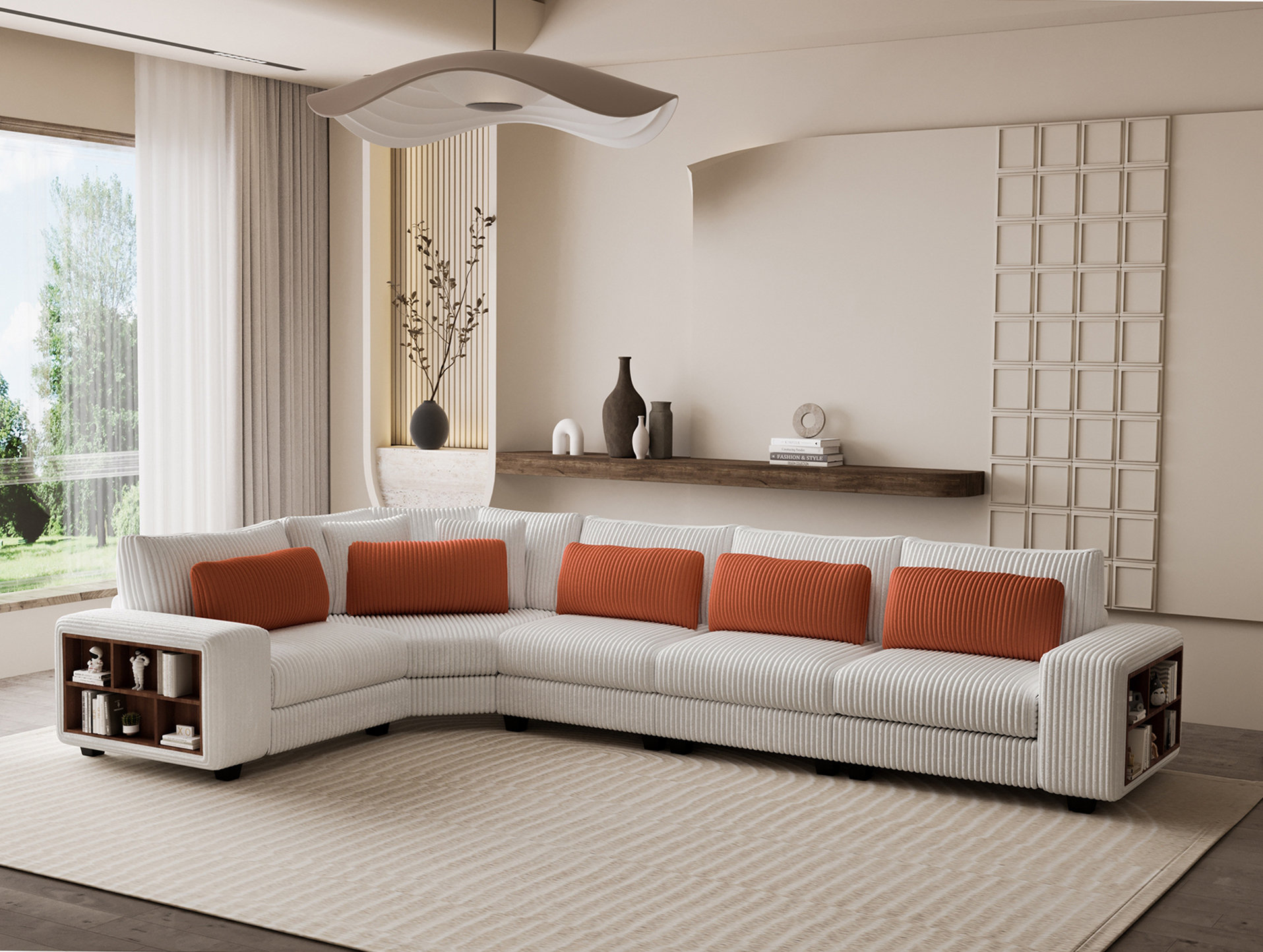 Latitude Run® Modular Sectional L-shaped Sofa with Armrest Wooden Frame ...