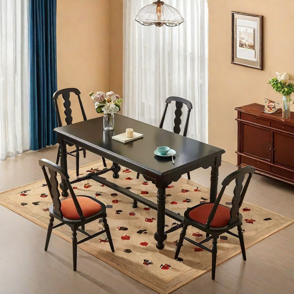 HomeLuxea French beech wood retro black dining chair combo | Wayfair