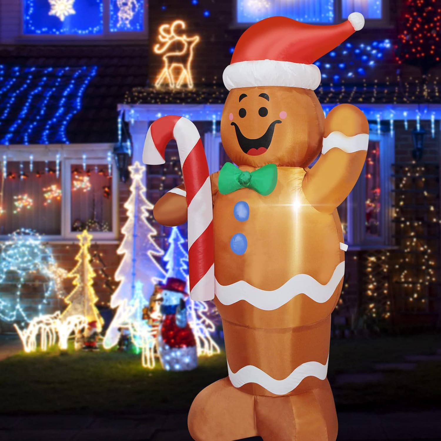 The Holiday Aisle® 5 Feet Christmas Inflatable Gingerbread Man Yard ...