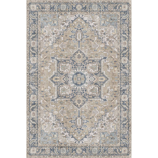 Bungalow Rose Vintage Area Rug Washable Non Slip Moroccan Plant Floral ...