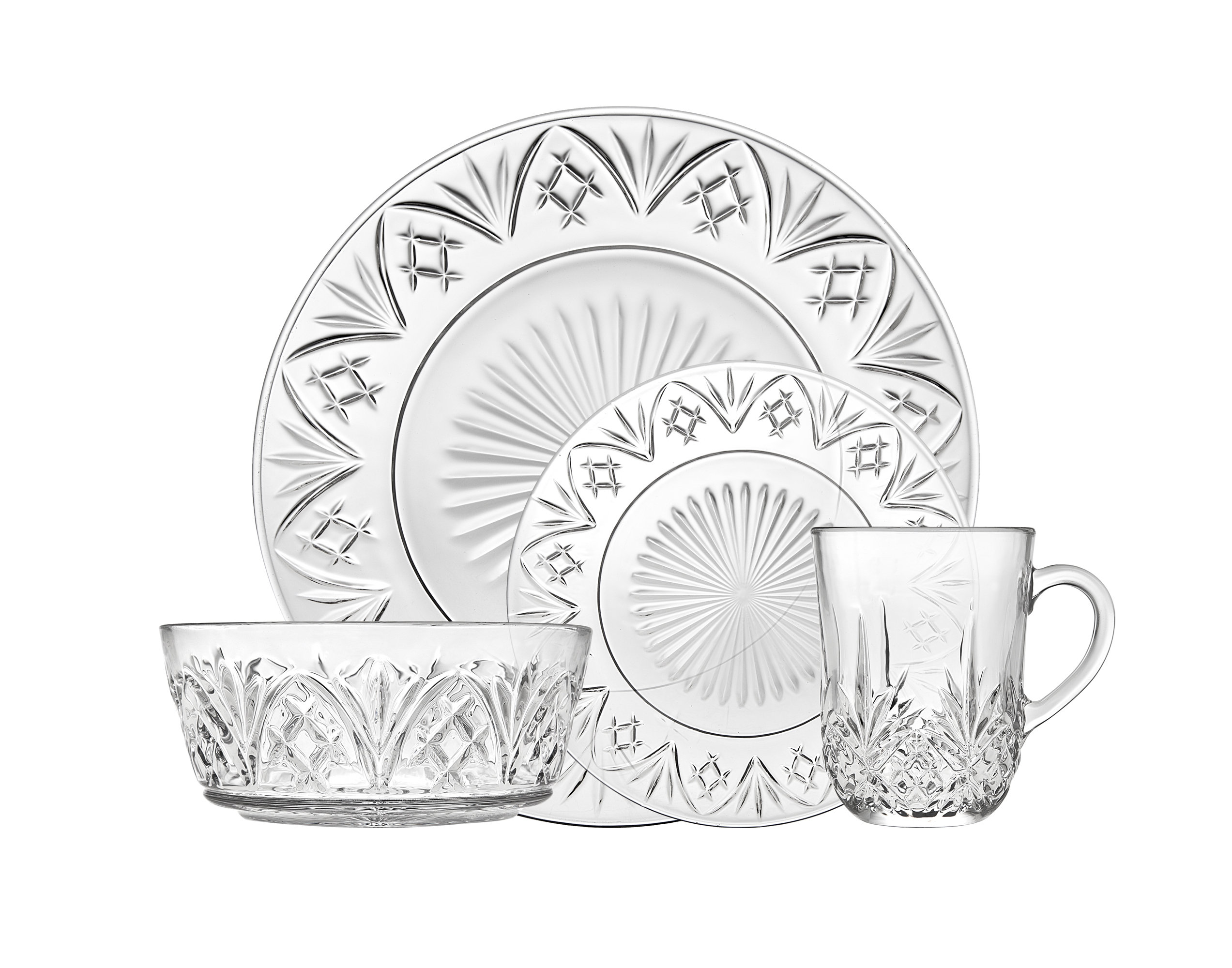 Godinger Silver Art Co Dublin Crystal 16 Piece Dinnerware Set, Service ...