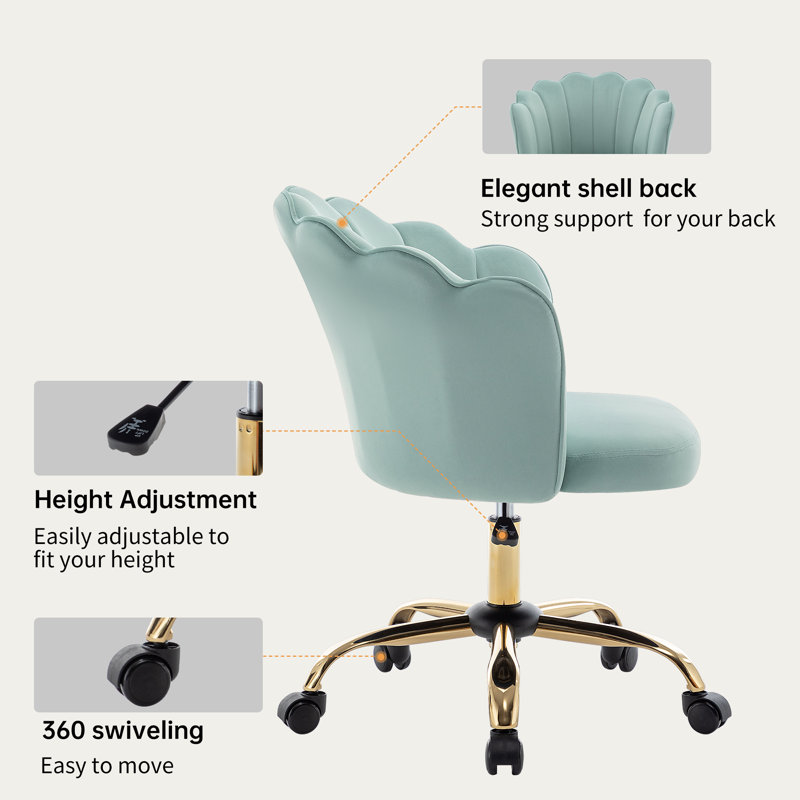 Mercer41 Izdyhaar Velvet Swivel Task Chair with Tufted Back & Reviews ...