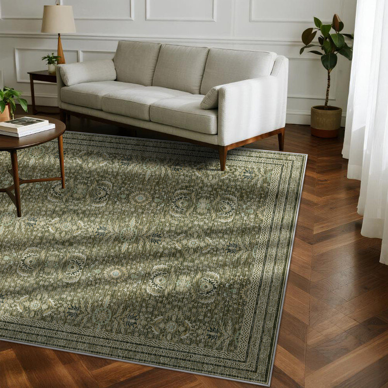 Charlton Home® Floral Distressed Indoor Stain Resistant Non-Shedding ...