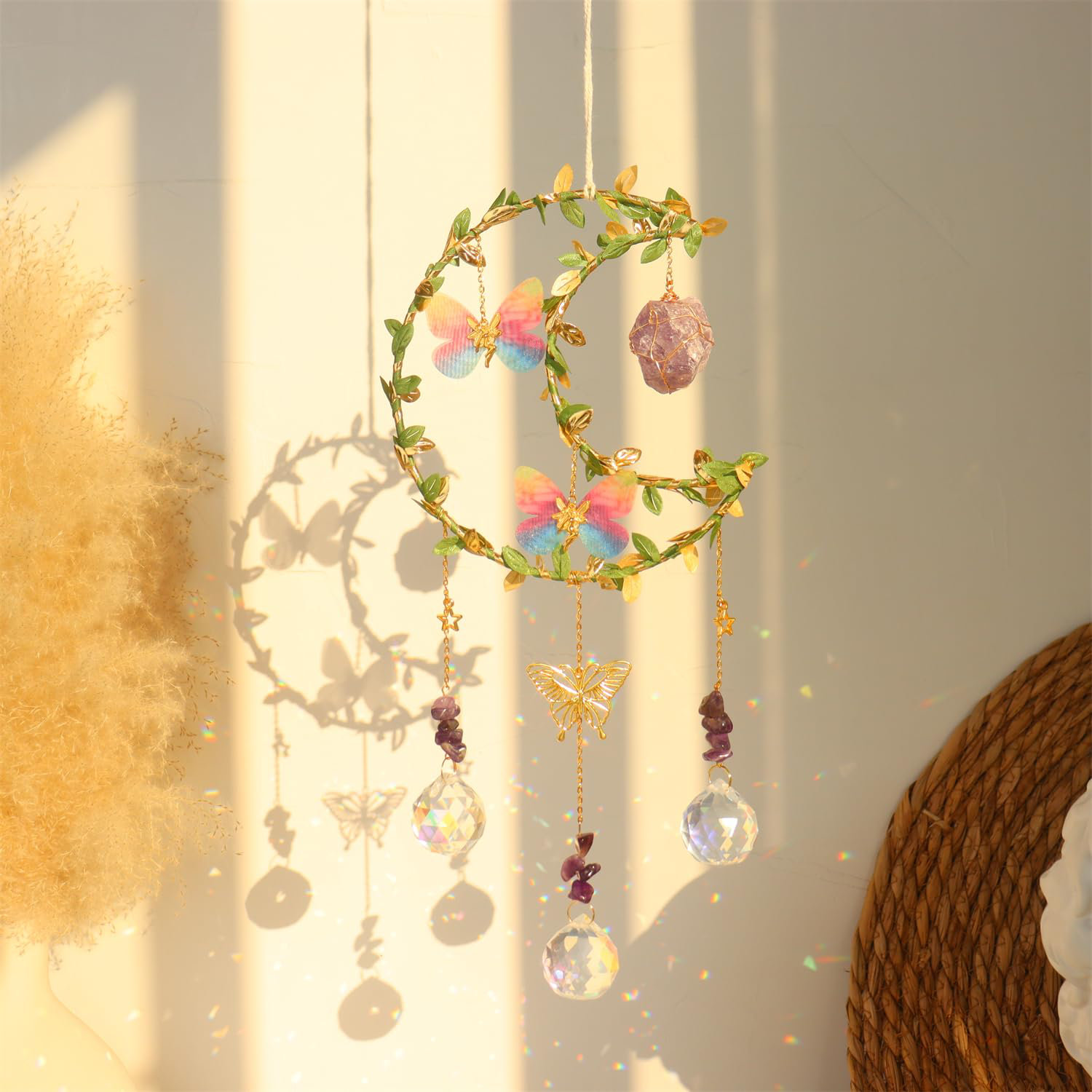 Arlmont & Co. Suncatcher - Amethyst Moon Crystal Sun Catcher Window ...