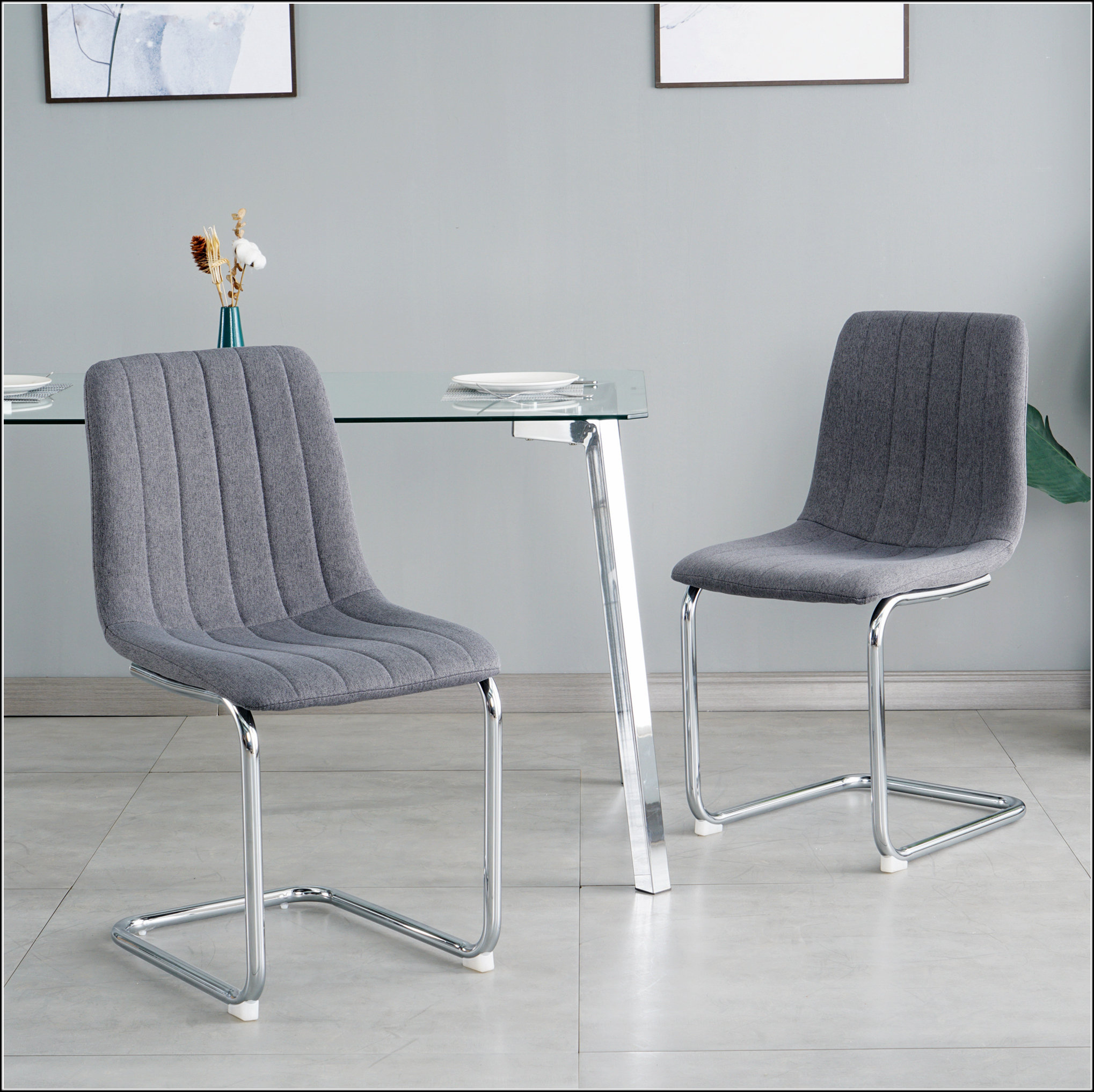 Latitude Run® Modern Simple Light Luxury Dining Light Grey Chair Home ...