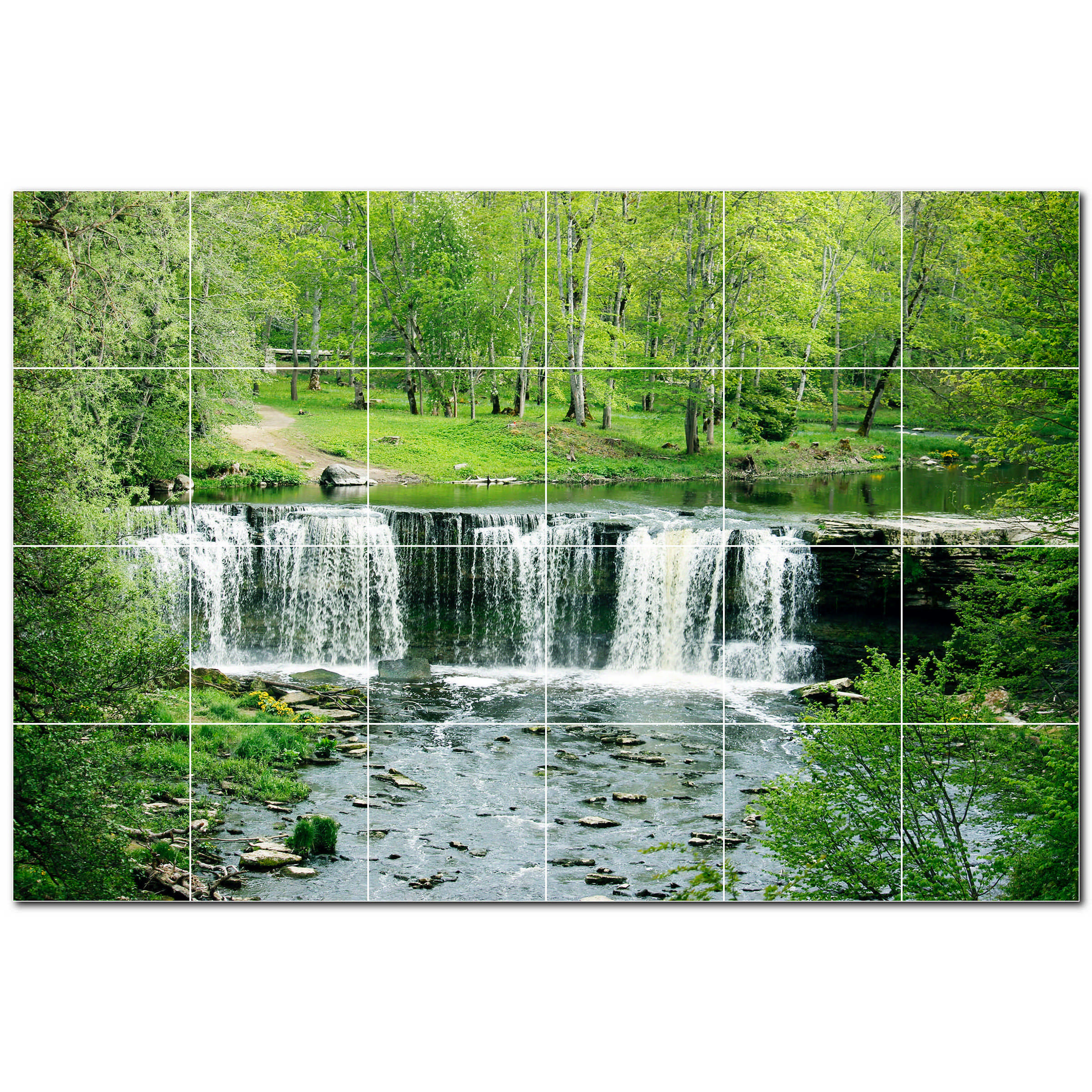Picture-Tiles.com 72" x 48" Ceramic Waterfalls Photo Decorative Mural ...