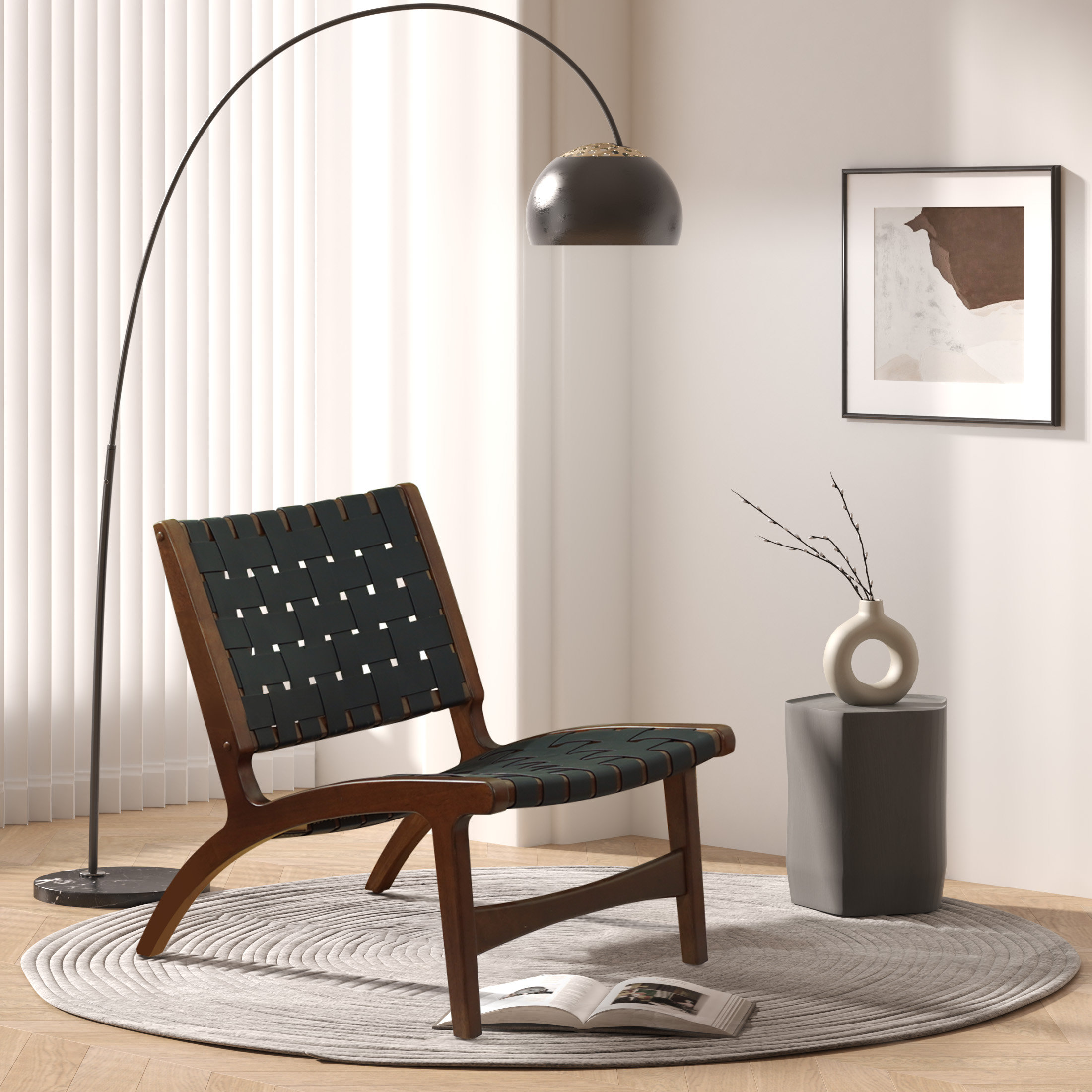 Corrigan Studio® Mansimrat 20” Wide Lounge Chair Modern Woven Faux ...