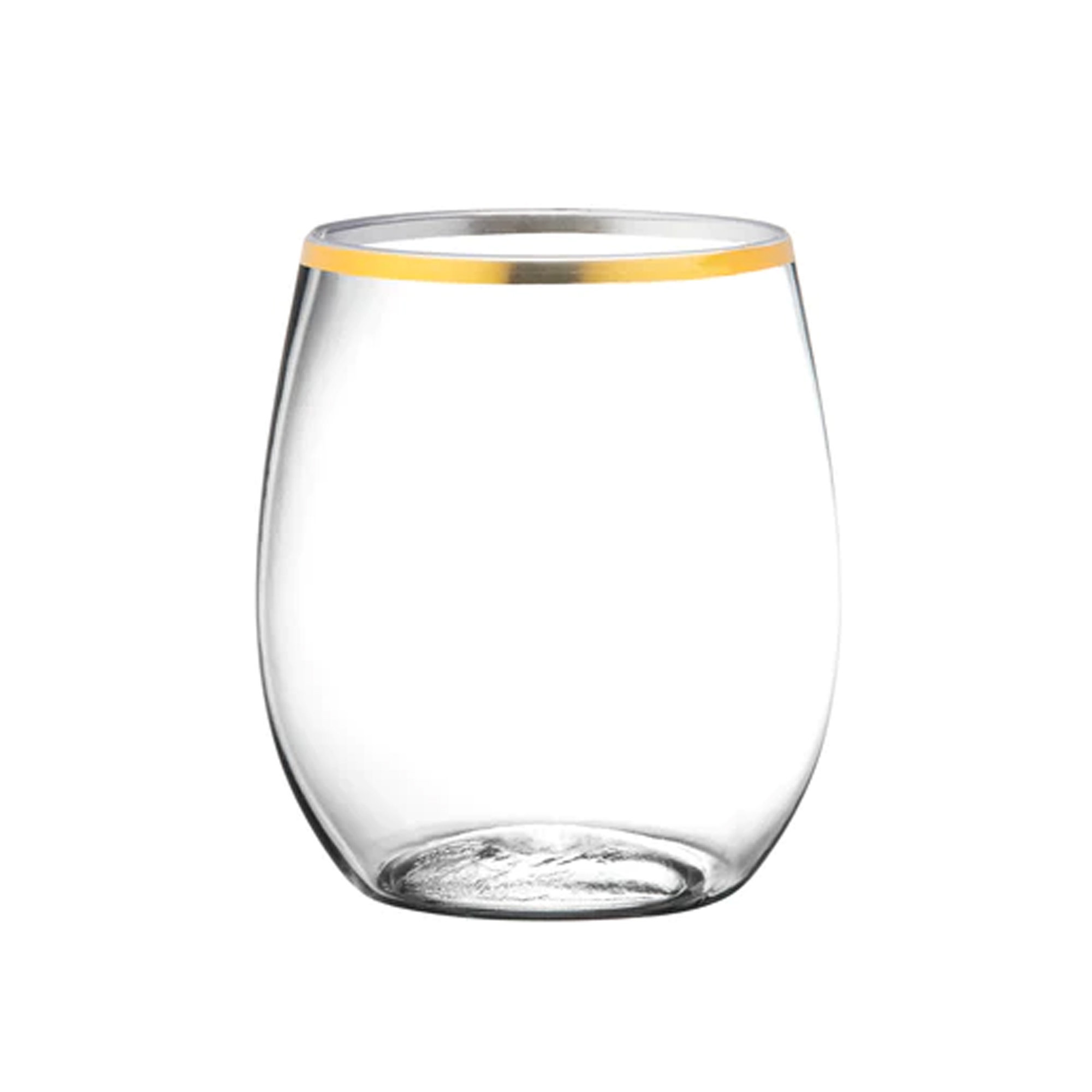 Nicole Fantini Disposable Gold Rim Stemless Plastic Wine Glasses Goblet ...