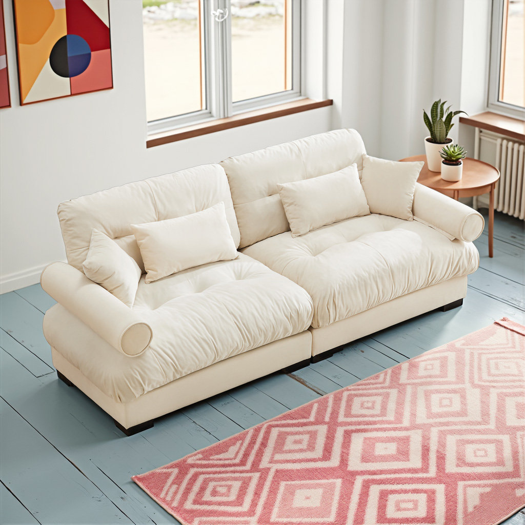 Latitude Run® Modular 2-Seater Velvet Sofa with Cloud Cushions ...