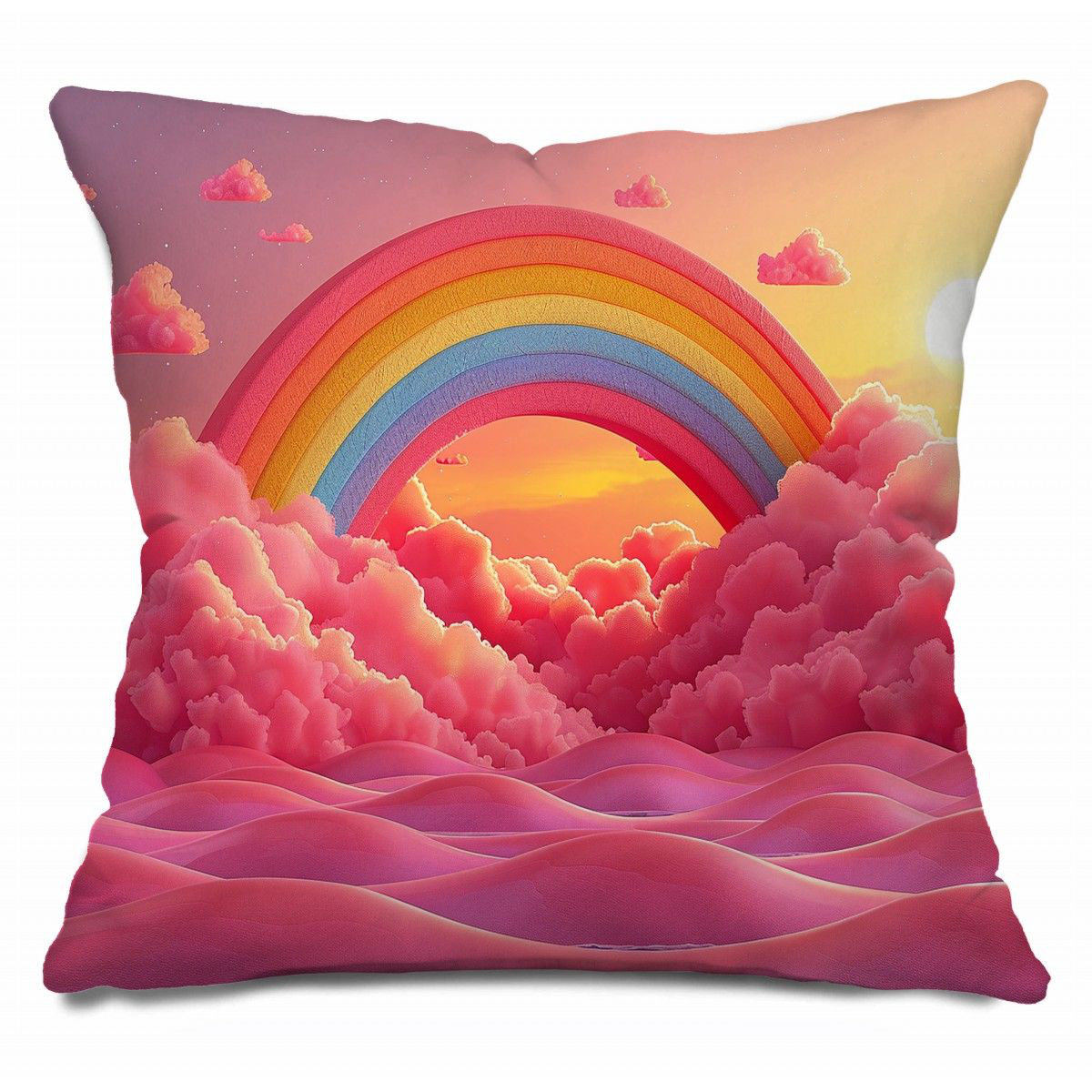 VisionDecor Rainbow arch Throw Pillow, Landscape Cotton Twill Pillows ...