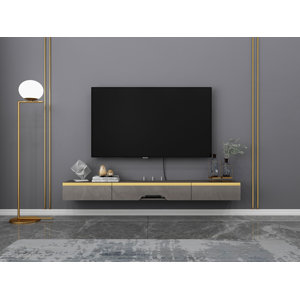 Latitude Run® Floating TV Shelf, 47‘’ Wall Mounted Wood Floating TV ...