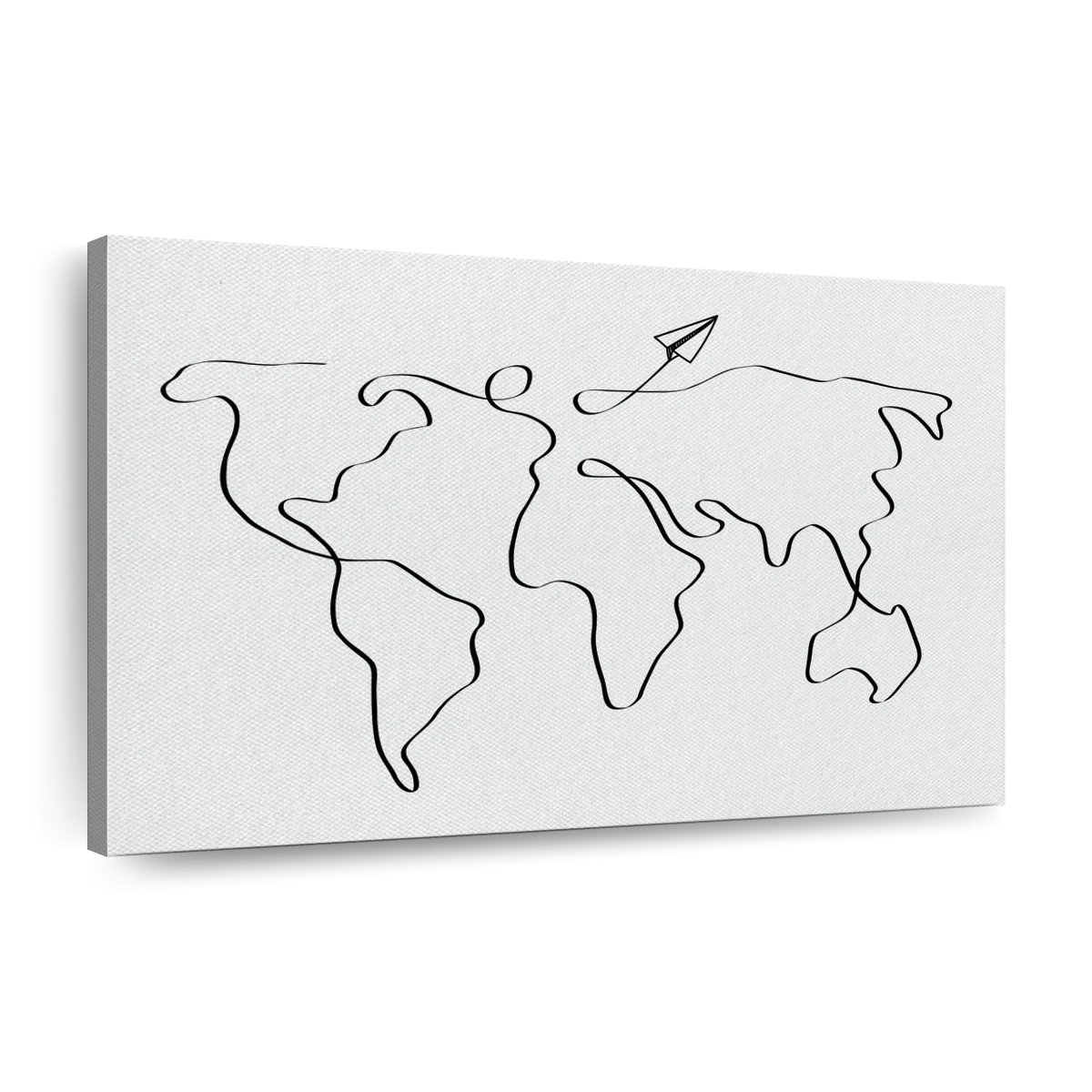 Wrought Studio™ One Line World Map - Wrapped Canvas Print | Wayfair