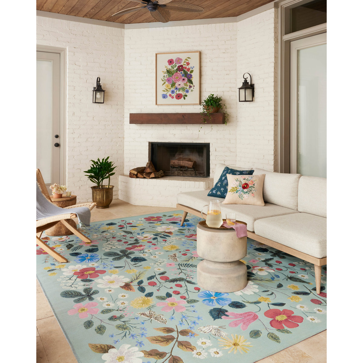 Rifle Paper Co. x Loloi Perennial Mint Indoor / Outdoor Area Rug ...