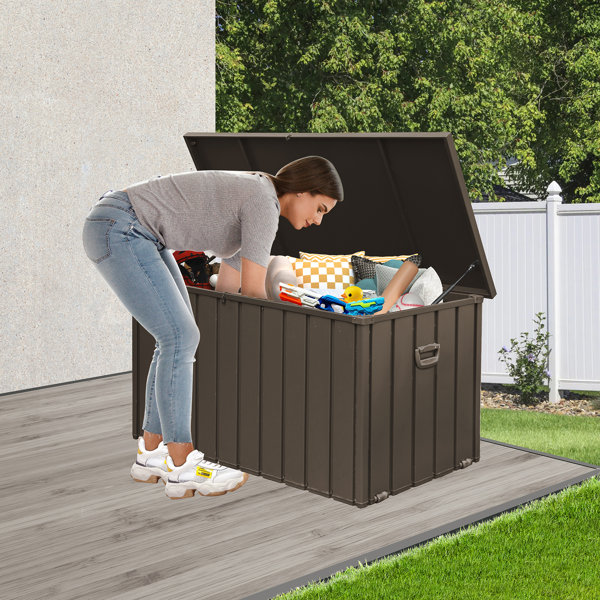 domi outdoor living Domi Louvered Deck Box 200 Gallons Water Resistant ...