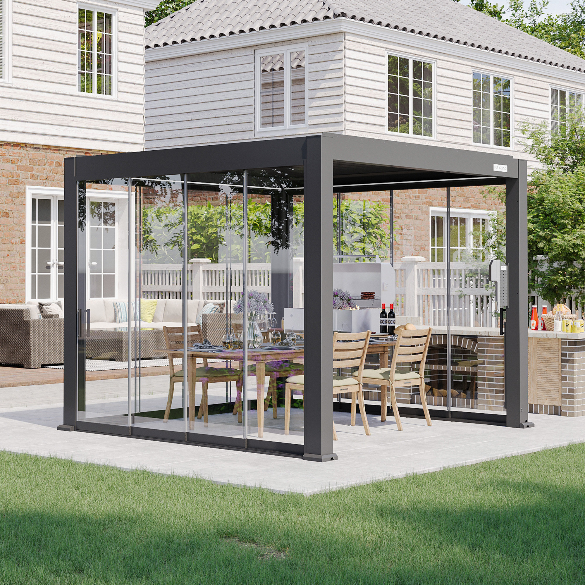 Flexpatio Power+ Pro Motorized Pergola Outdoor Louvred Pergola With 3 ...