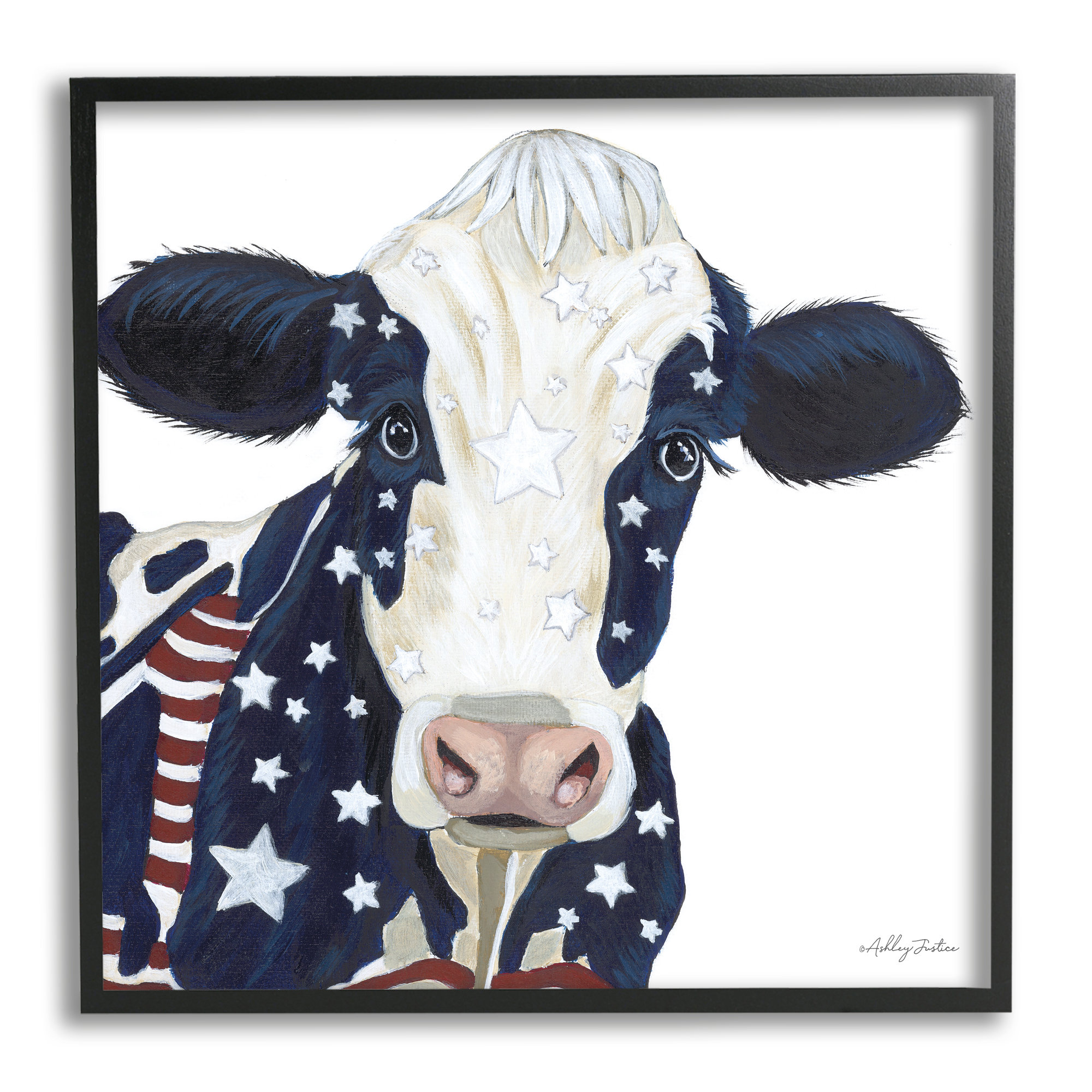 Stupell Industries Country Americana Cow Flag Pattern - Graphic Art ...