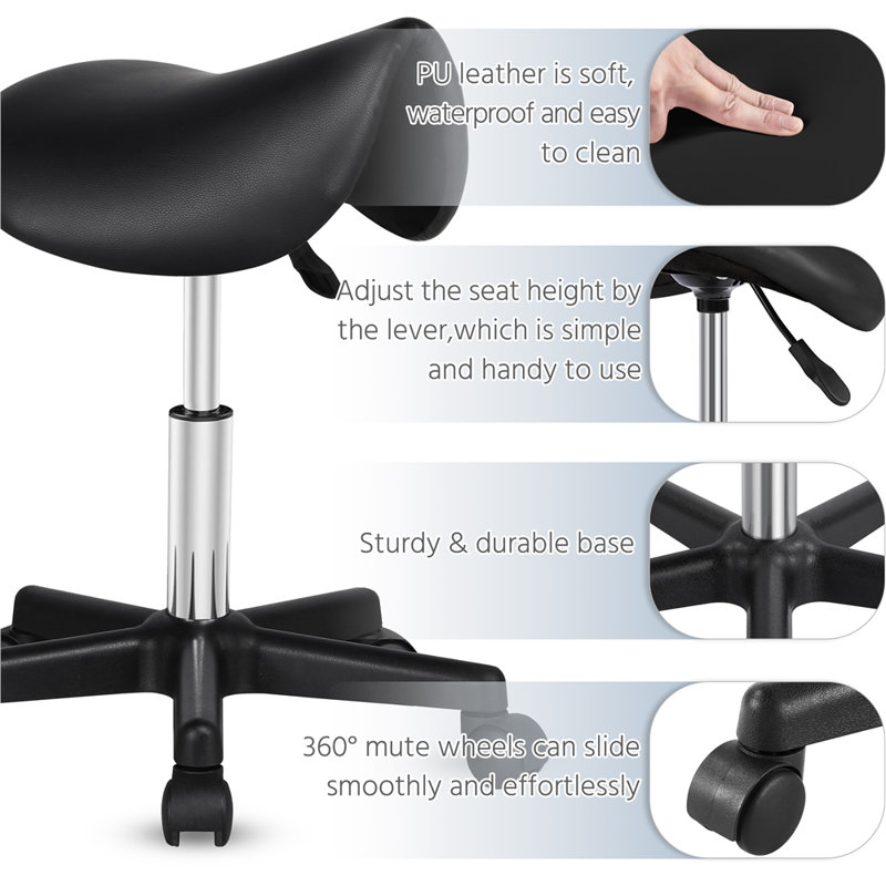 Inbox Zero Krail Adjustable Height Ergonomic Lab Stool with Wheels ...