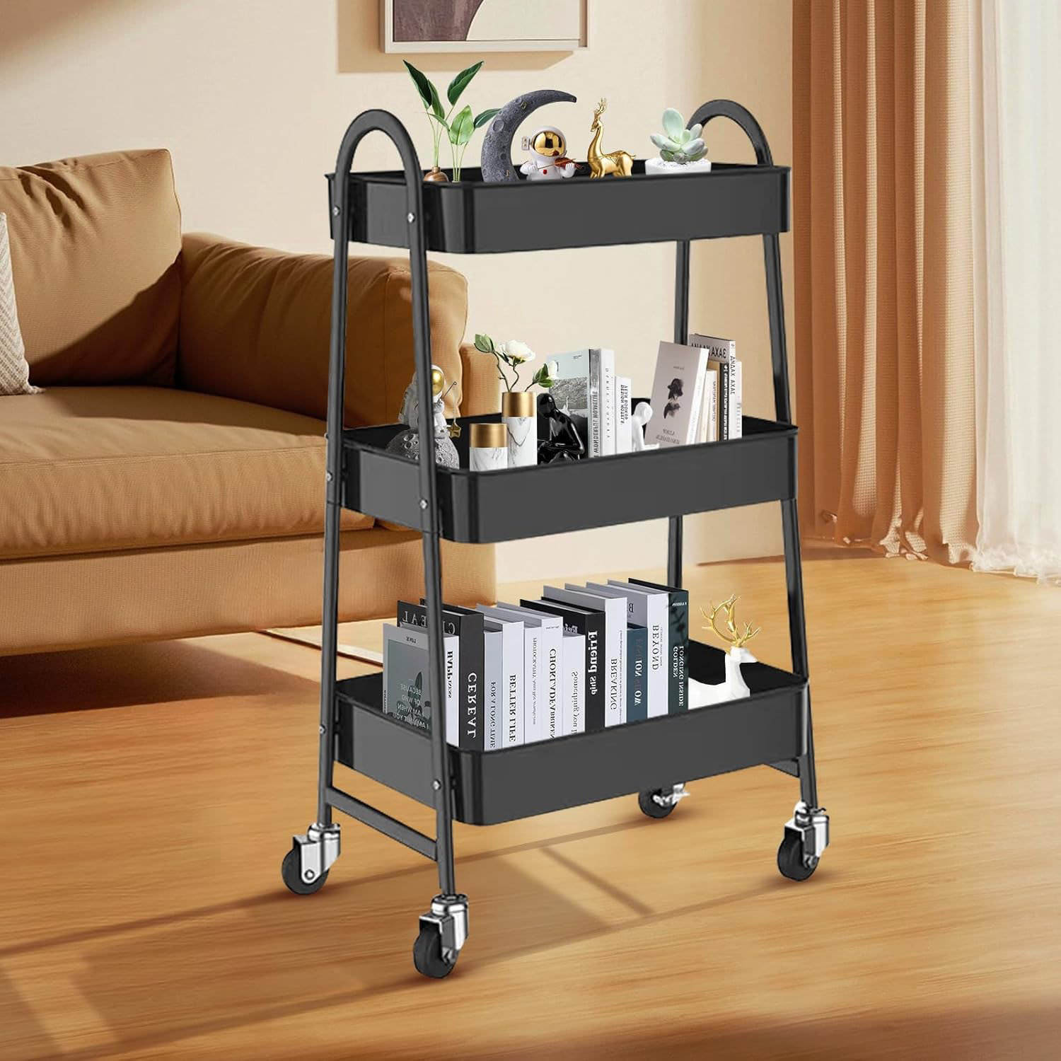 Ebern Designs Lockable Wheel, Multifunctional Utility Cart On Wheel ...