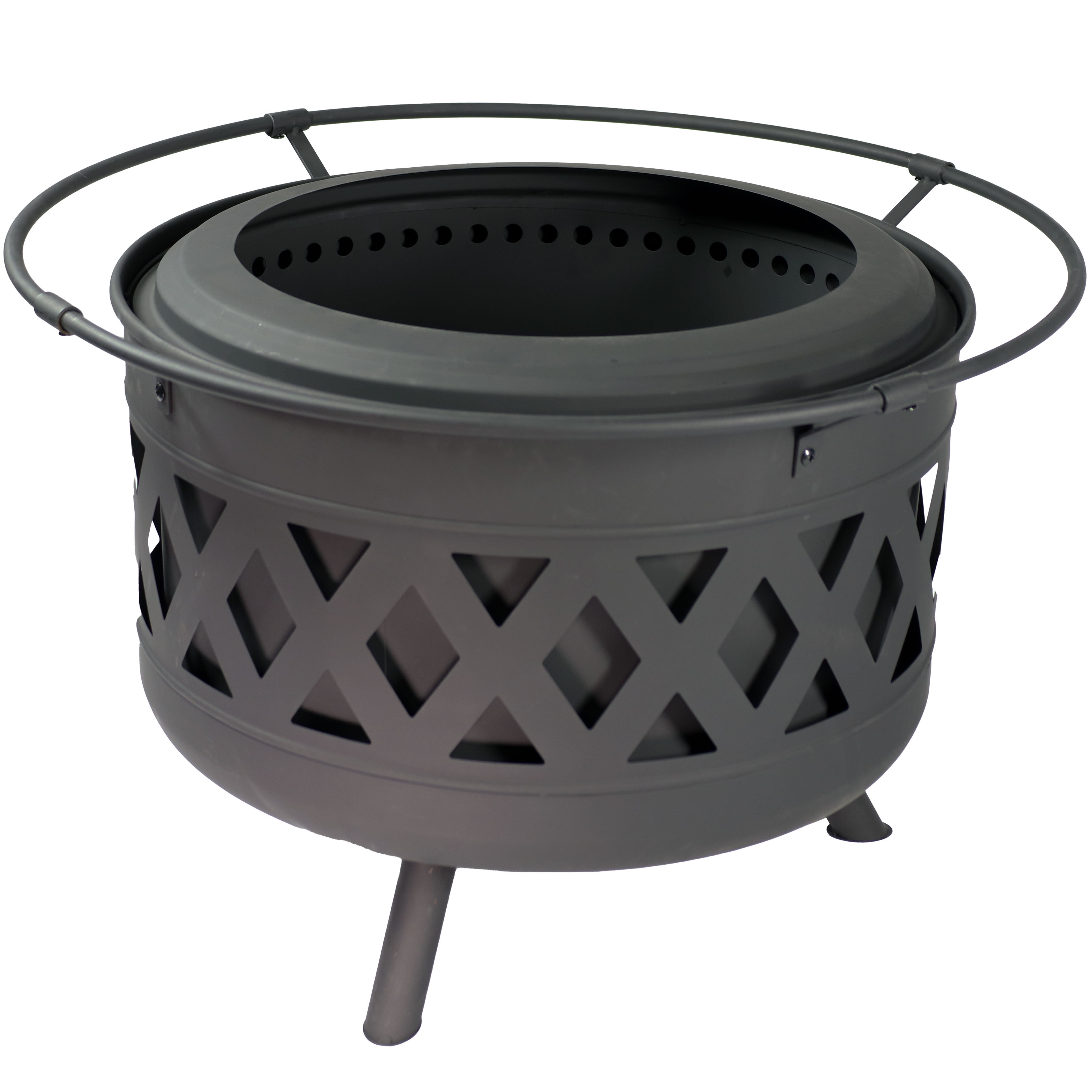 George Oliver Karline 30" Round Wood-Burning Black Finish Steel ...