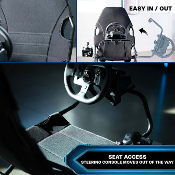 Vivo Black Folding Racing Simulator Cockpit With Wheel Stand | Wayfair