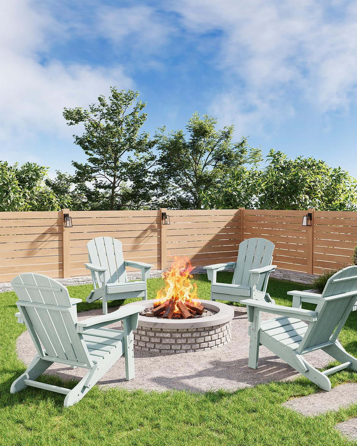 Highland Dunes Folding Adirondack Chair, Outdoor Wooden Lounge Chair ...